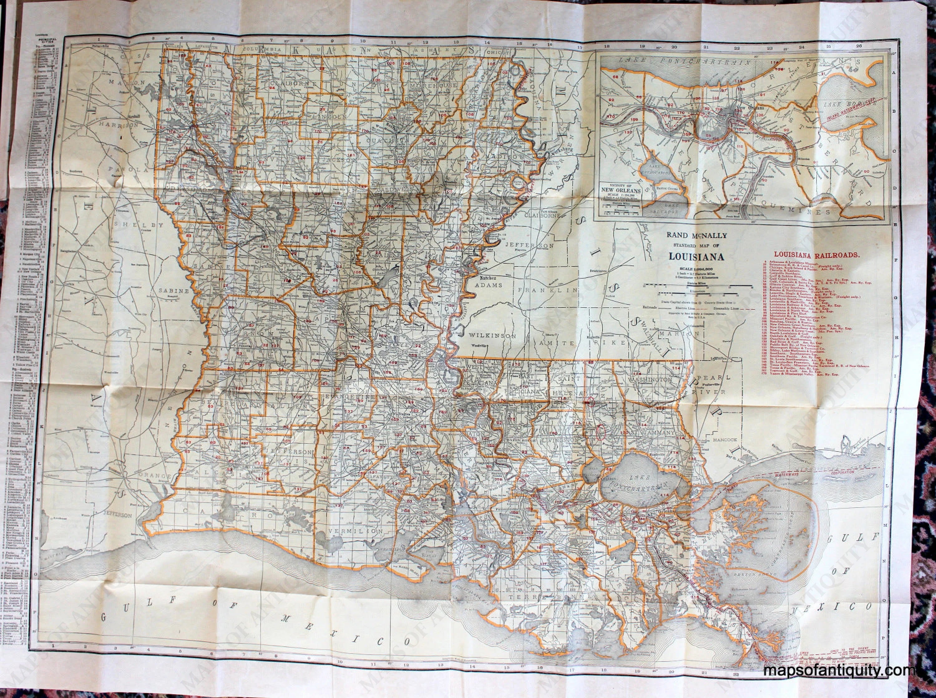 1928 - Louisiana, Rand McNally Indexed Pocket Map, Tourists' and Shipp ...