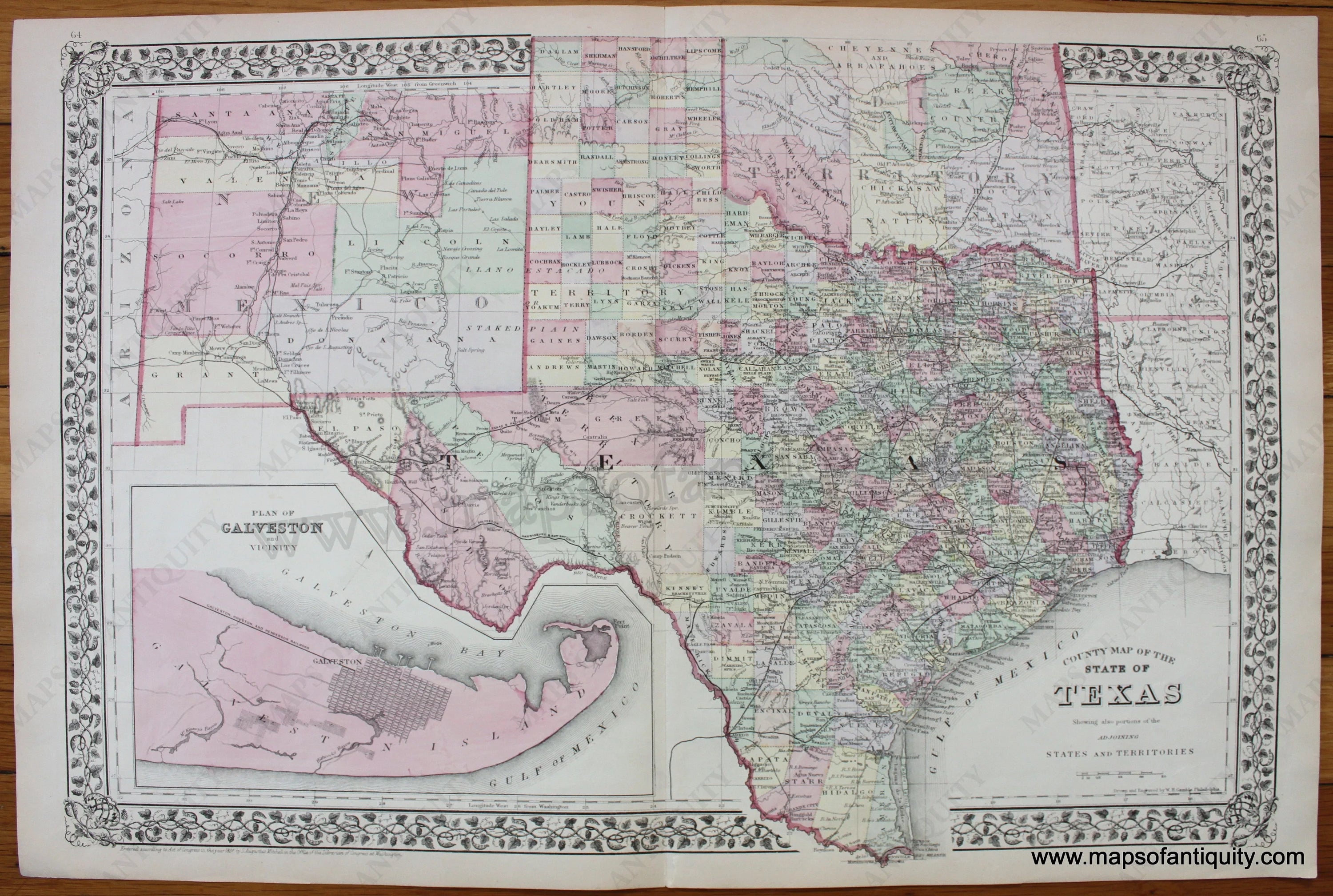 1884 - County Map of the State of Texas - Antique Map – Maps of Antiquity
