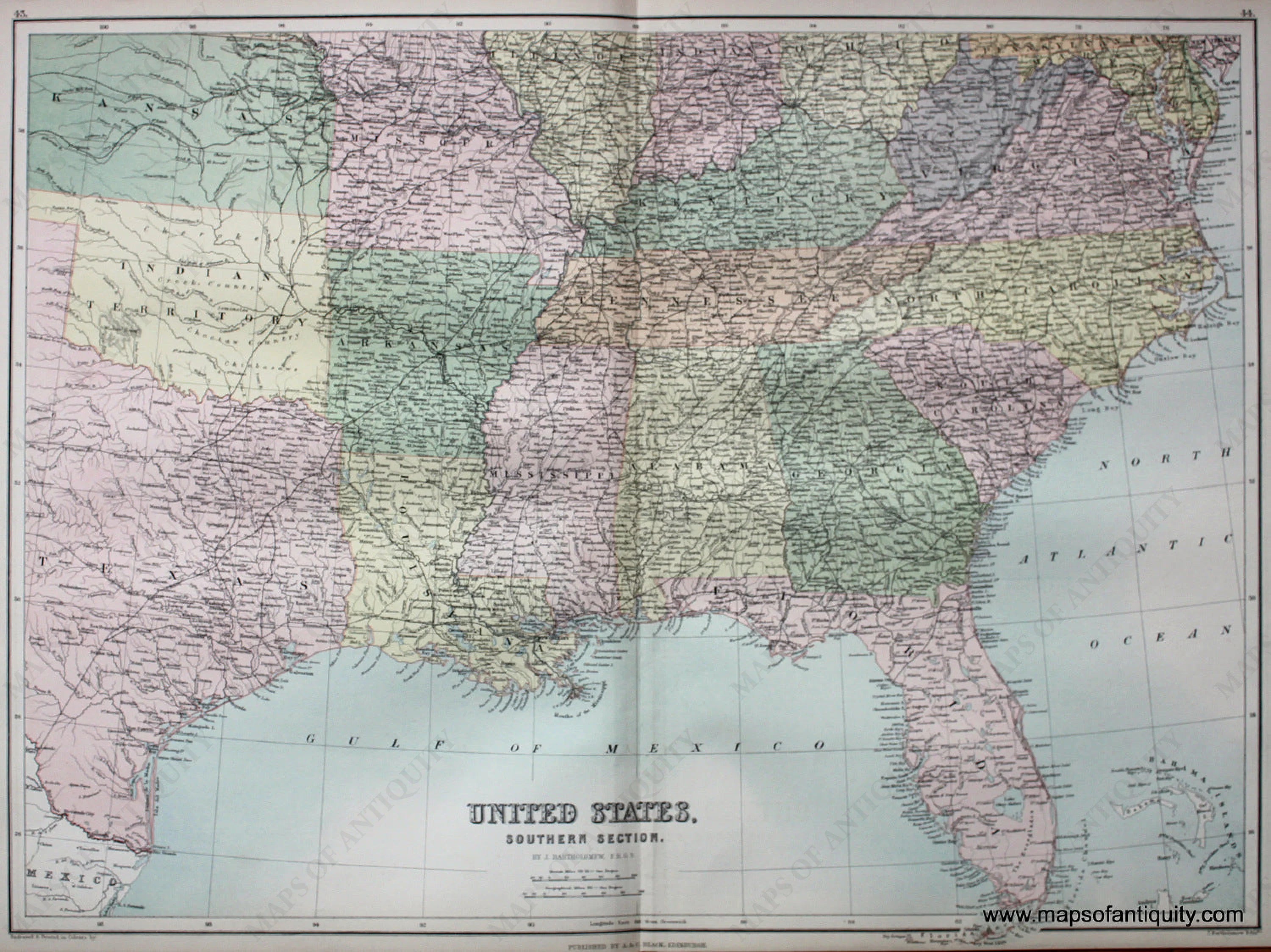 1879 - United States, Southern Section - Antique Map – Maps of Antiquity
