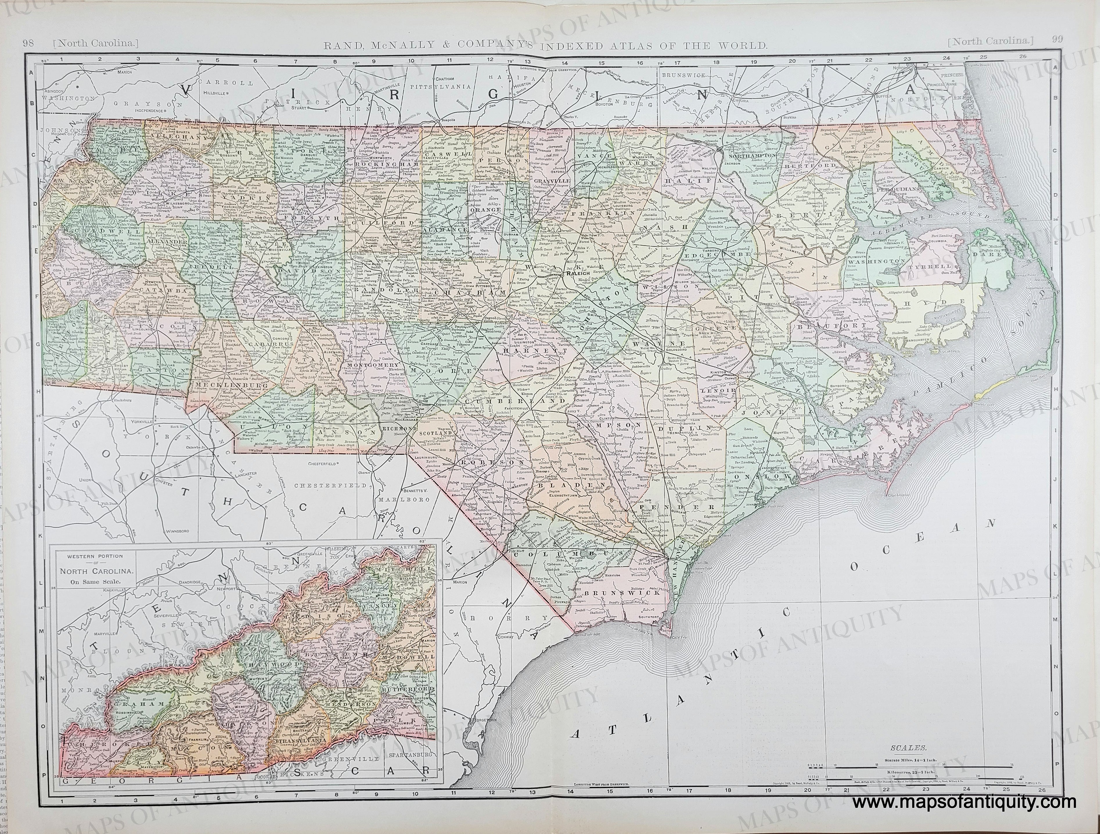 1902 - North Carolina - Antique Map – Maps of Antiquity