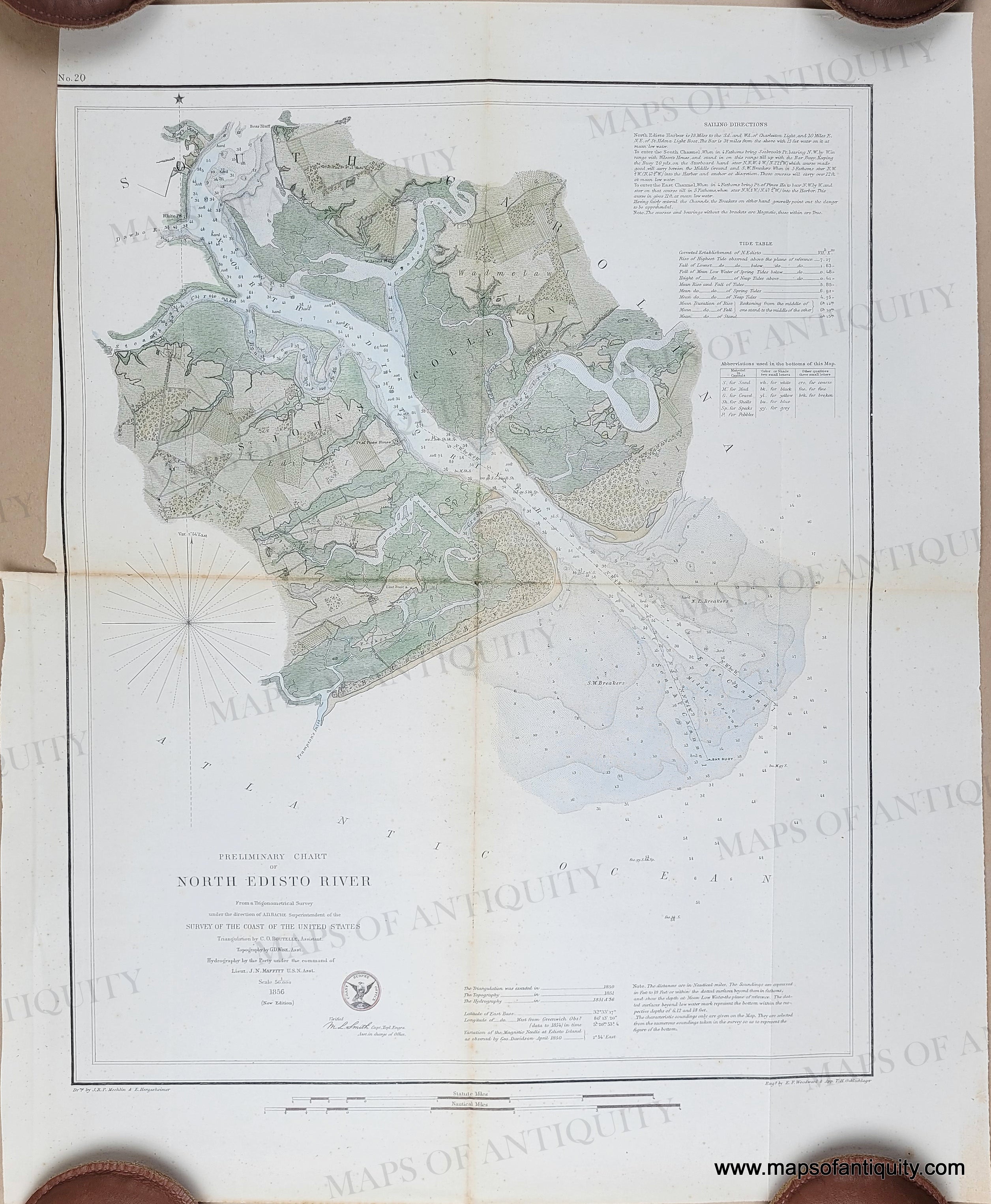 1856 - Preliminary Chart of North Edisto River (SC) - Antique Map ...