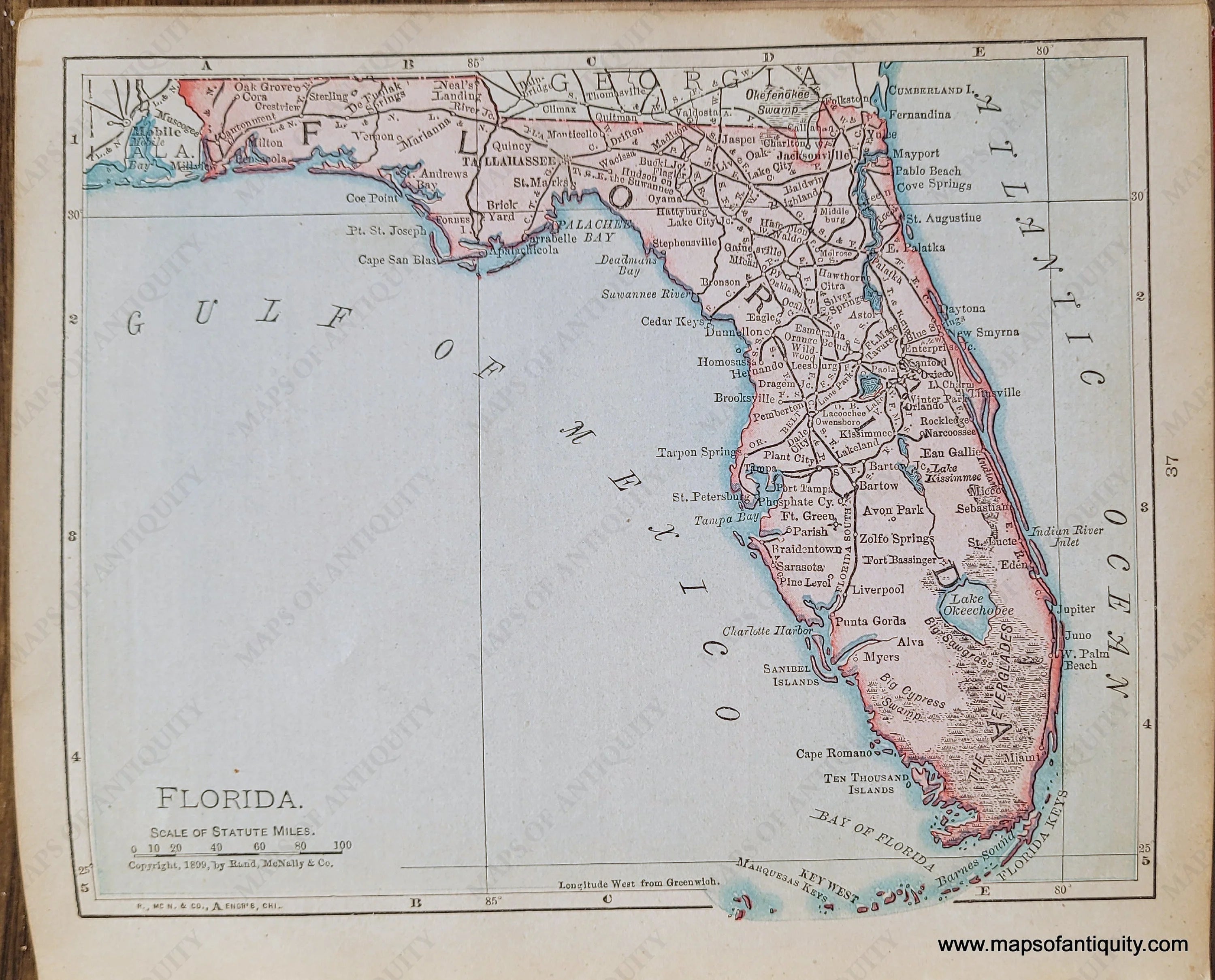 1900 - Florida - Antique Map – Maps of Antiquity