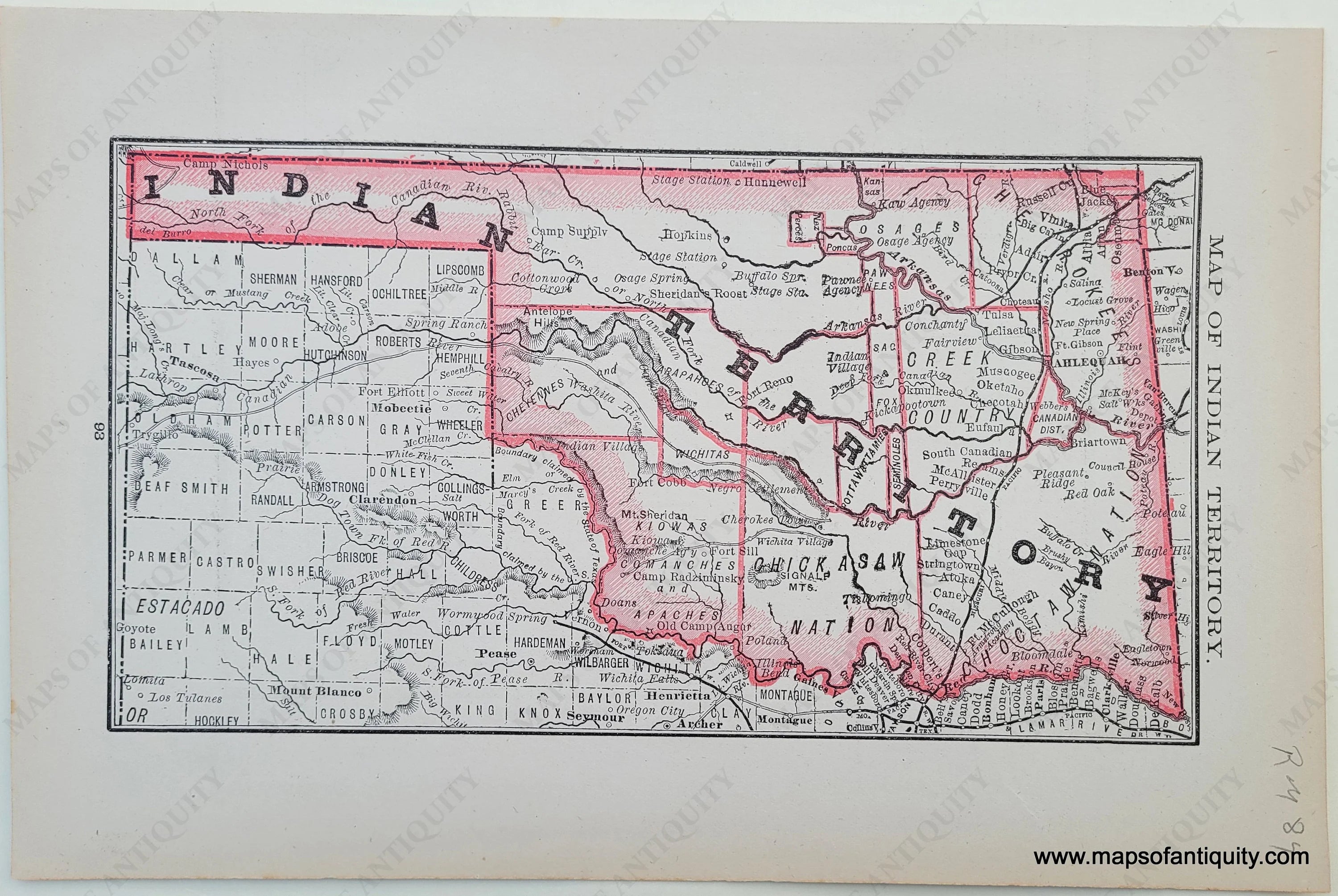 1884 - Map of Indian Territory - Antique Map – Maps of Antiquity