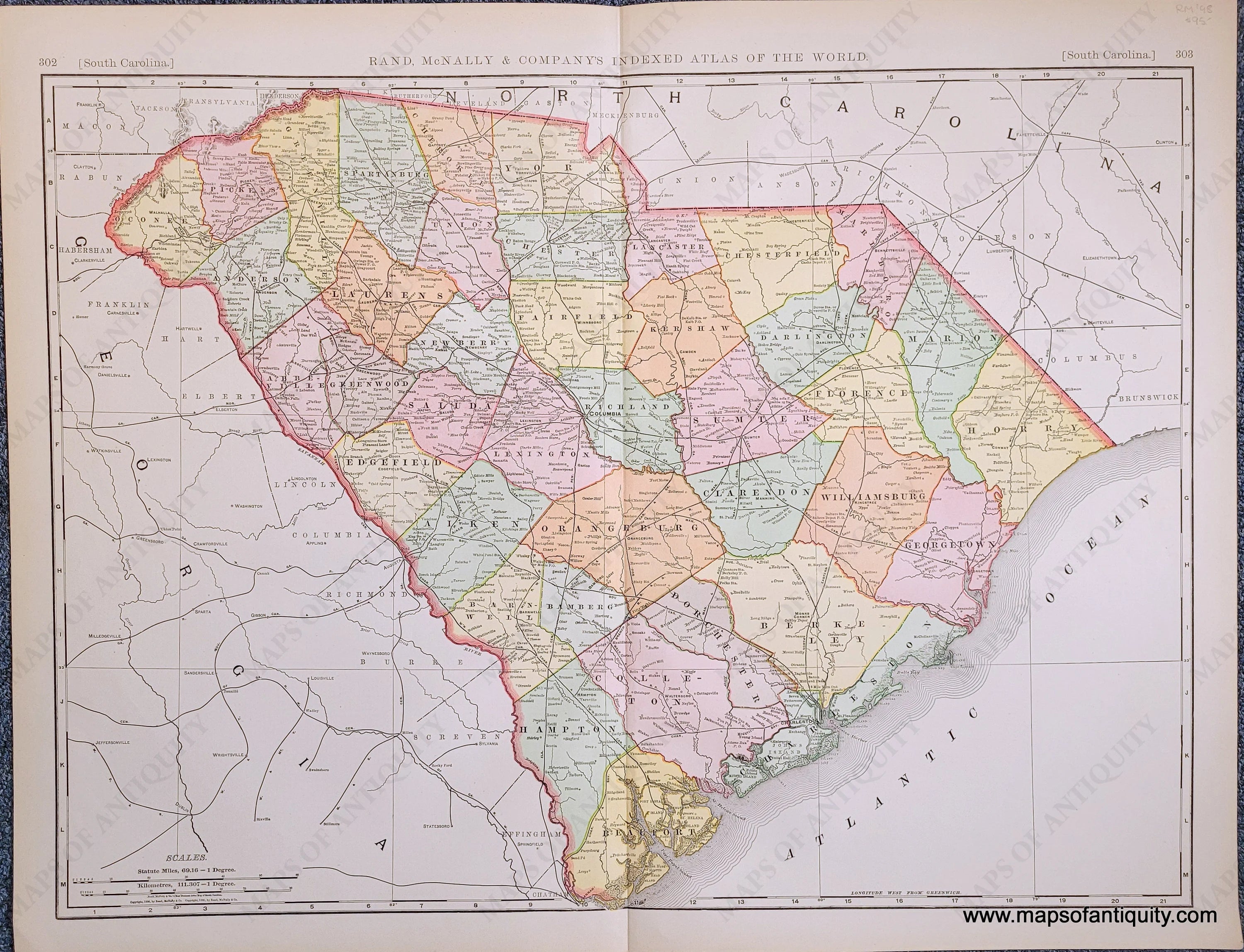 1898 Genuine Antique Map South Carolina – Maps of Antiquity