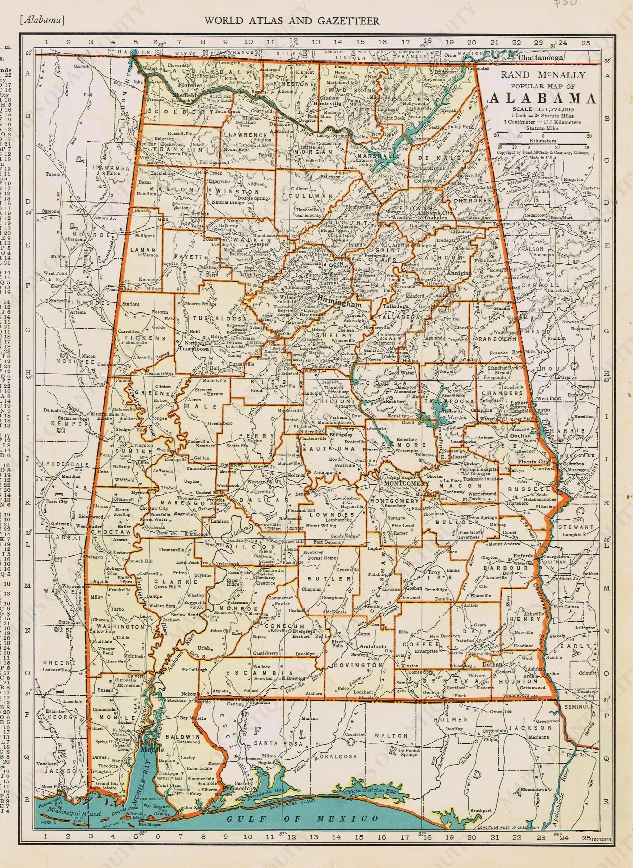 Map Of Alabama Showing Cities State Of Alabama With Major Urban Areas,