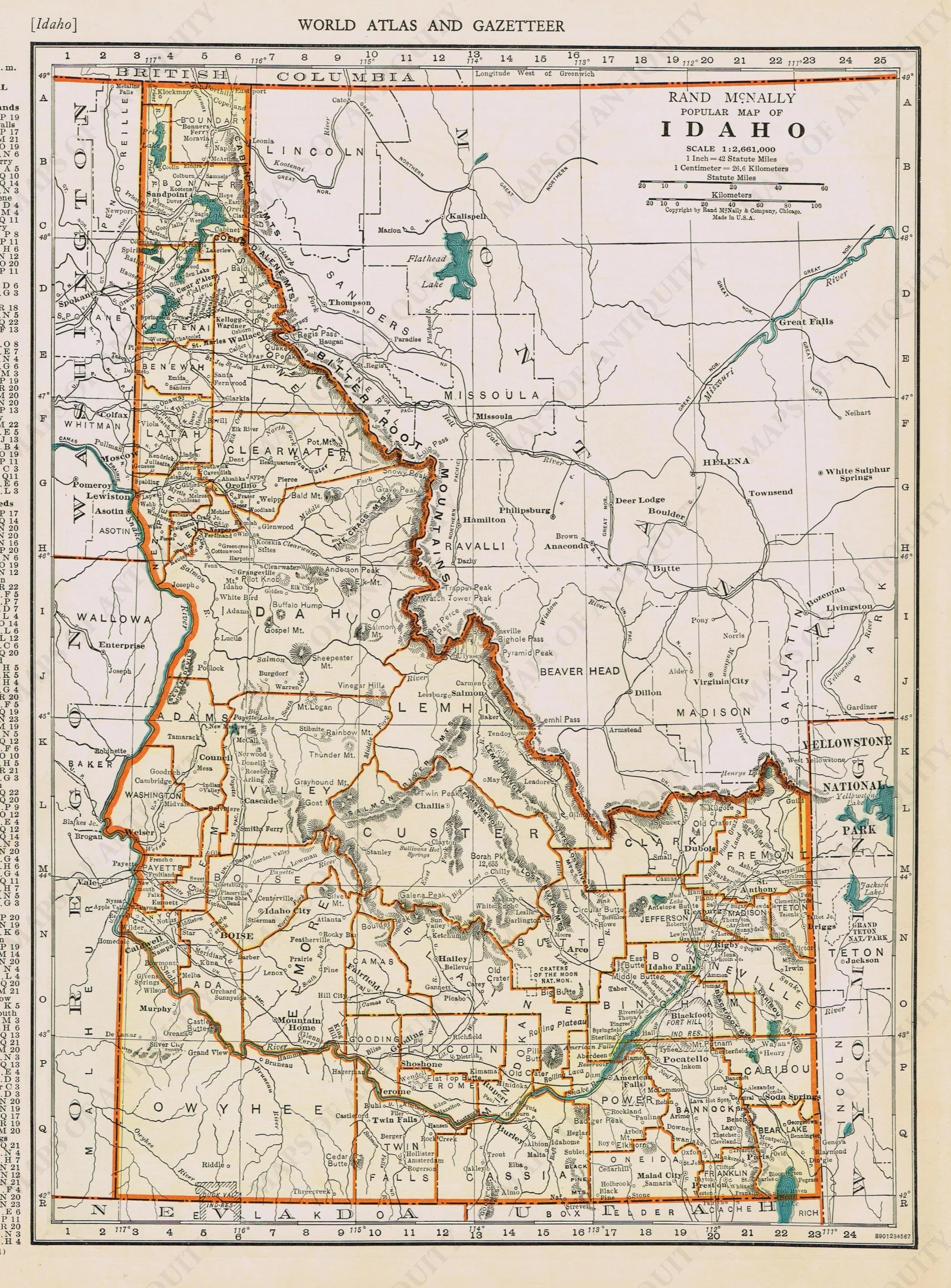 1940 Genuine Antique Map Popular Map of Idaho – Maps of Antiquity