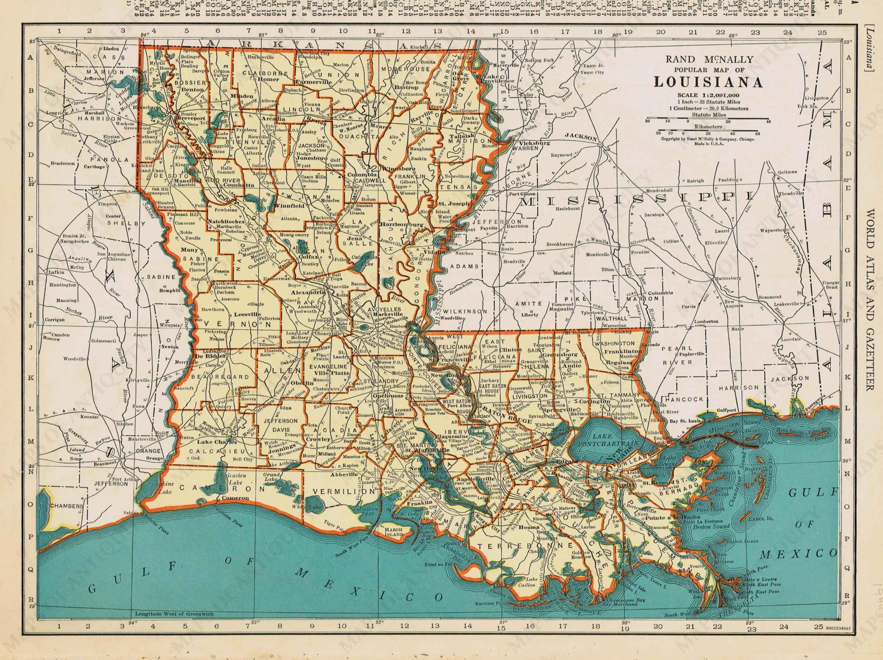 1940 Genuine Antique Map Popular Map of Louisiana – Maps of Antiquity