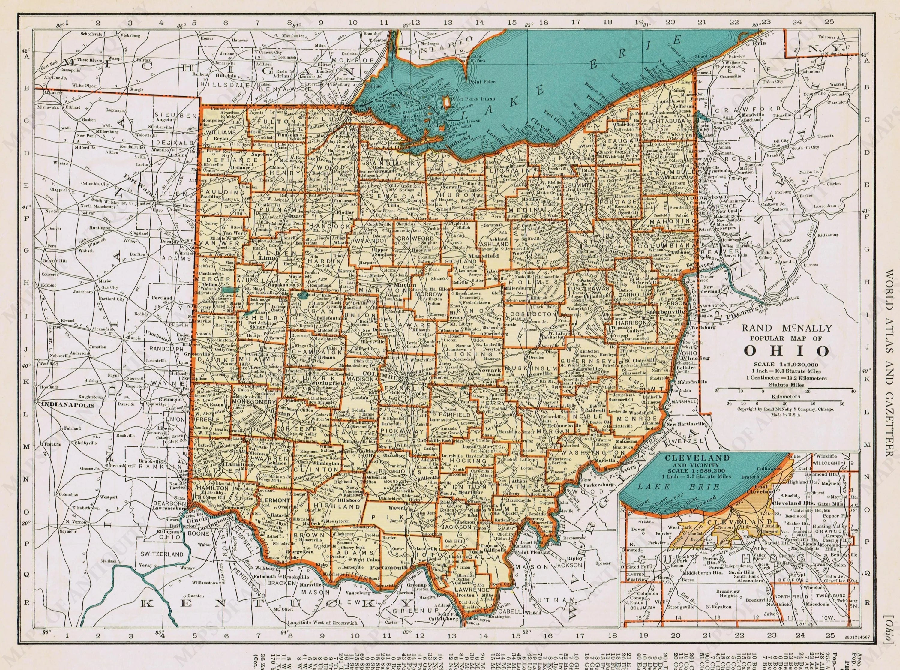 1940 Genuine Antique Map Popular Map of Ohio – Maps of Antiquity