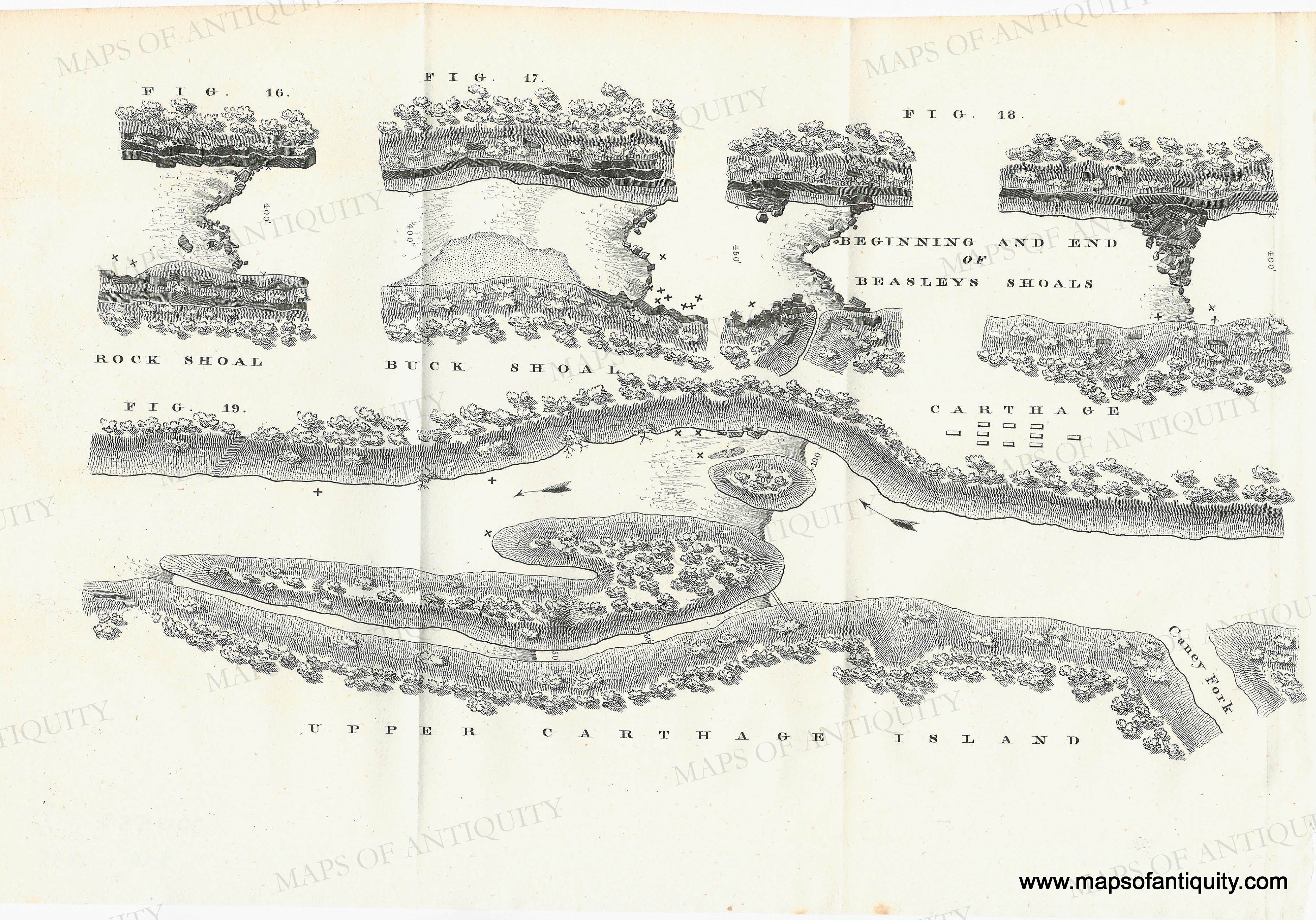 1835 - Cumberland River, Tennessee: Rock Shoal, Buck Shoal, Beasleys S ...
