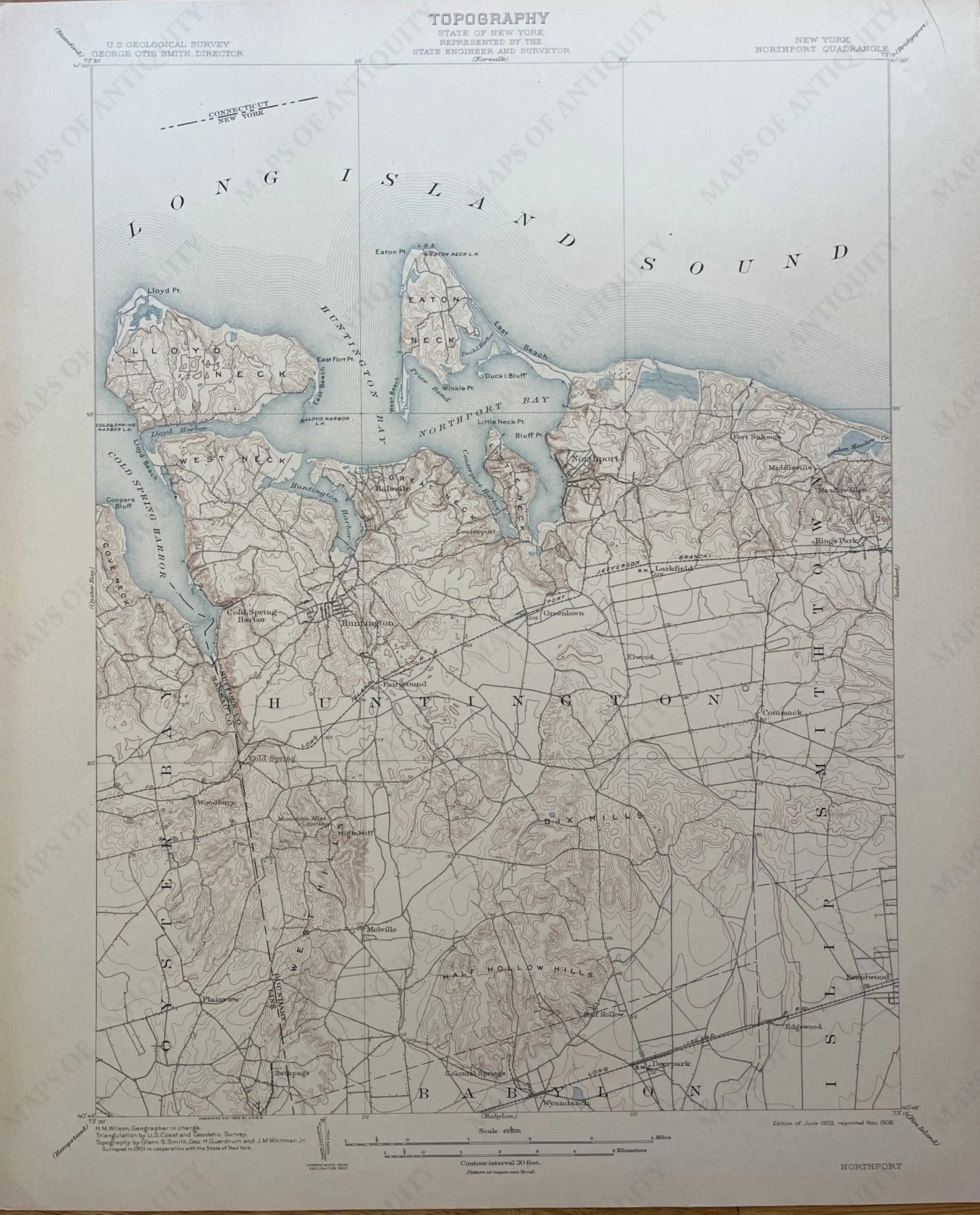 1910 Genuine Antique Map North Port, New York Quadrangle – Maps of ...