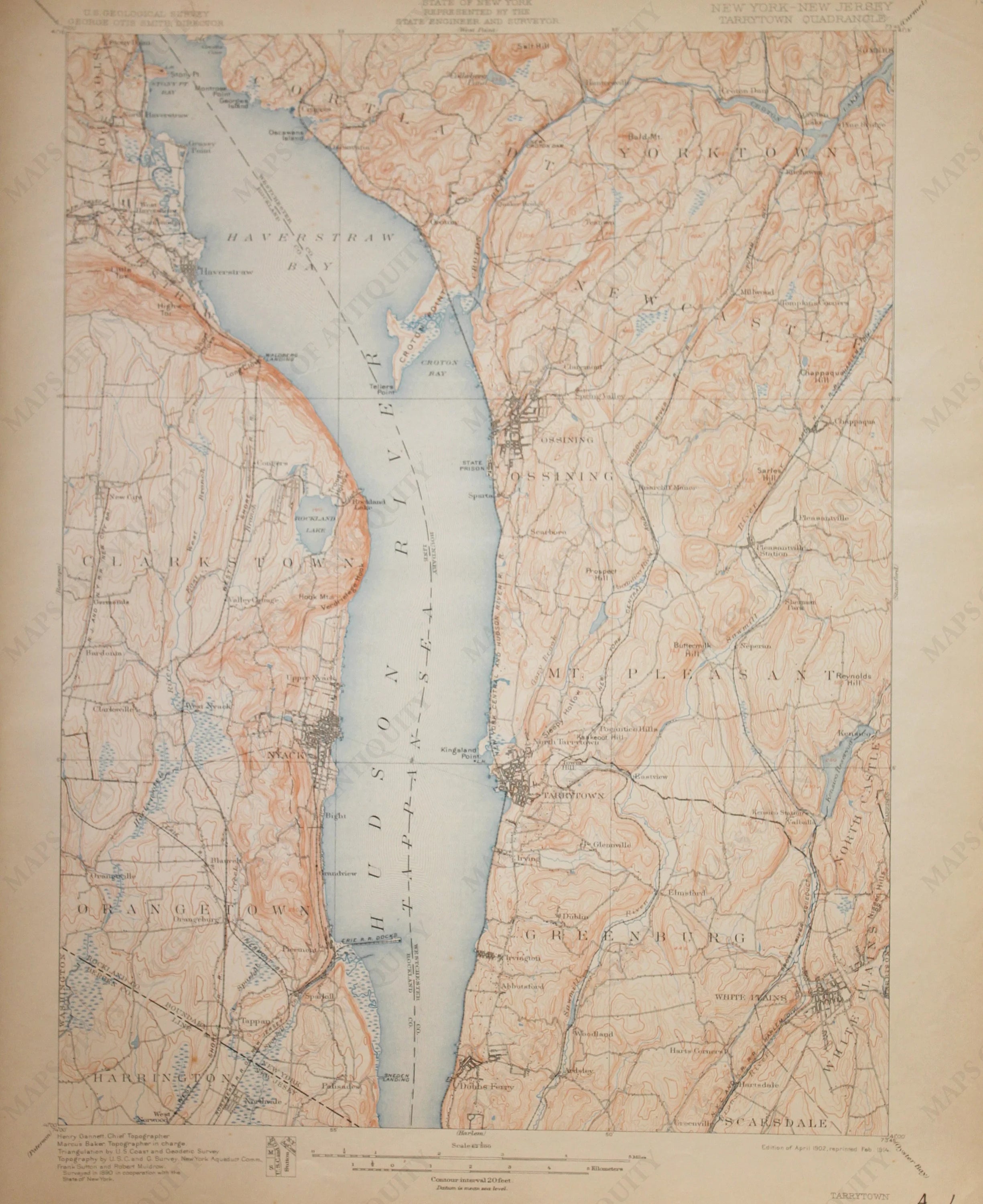 1914 Genuine Antique Map Tarrytown (New York, New Jersey) – Maps of ...
