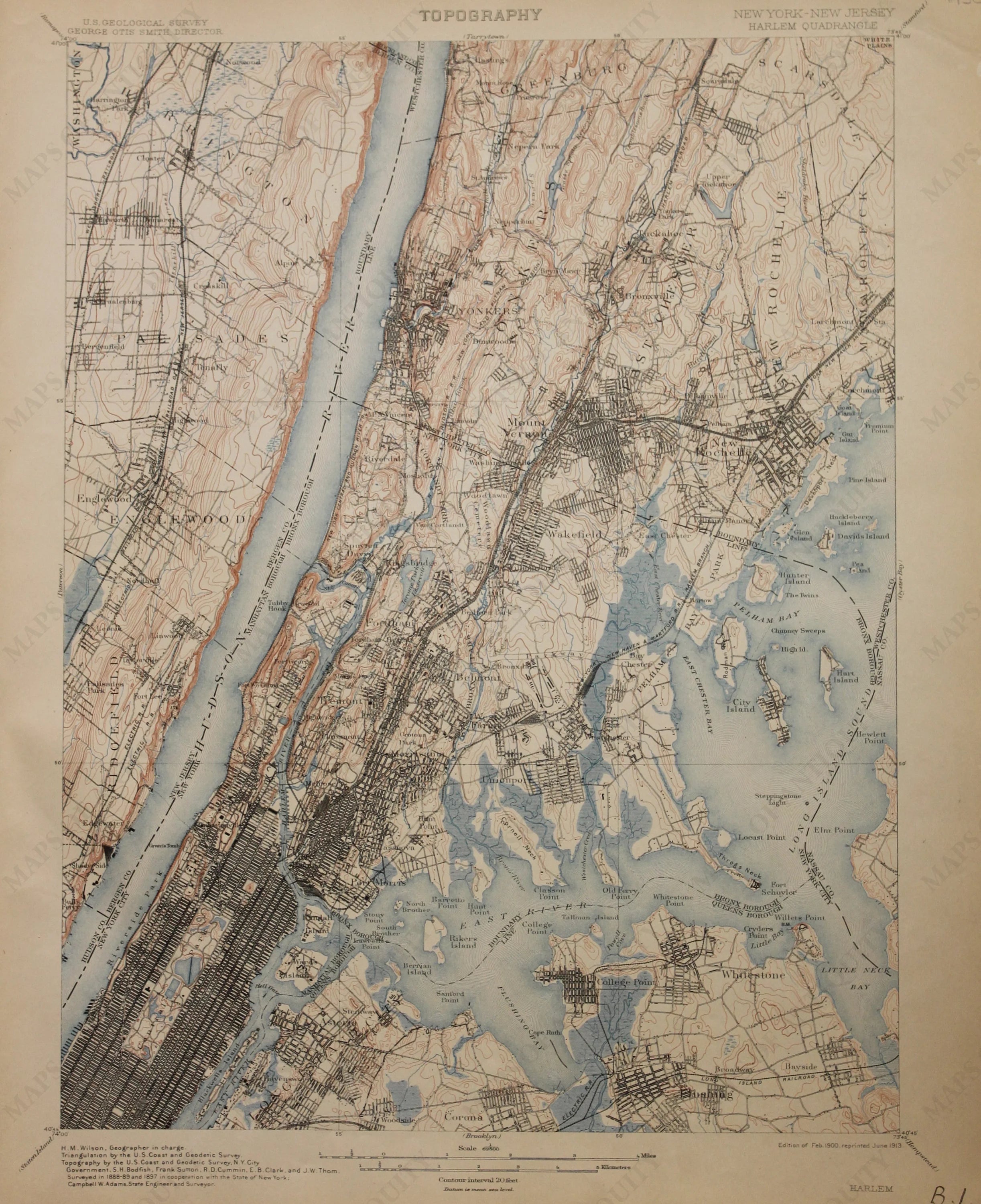 1913 Genuine Antique Map Harlem (New York, New Jersey ) – Maps of Antiquity