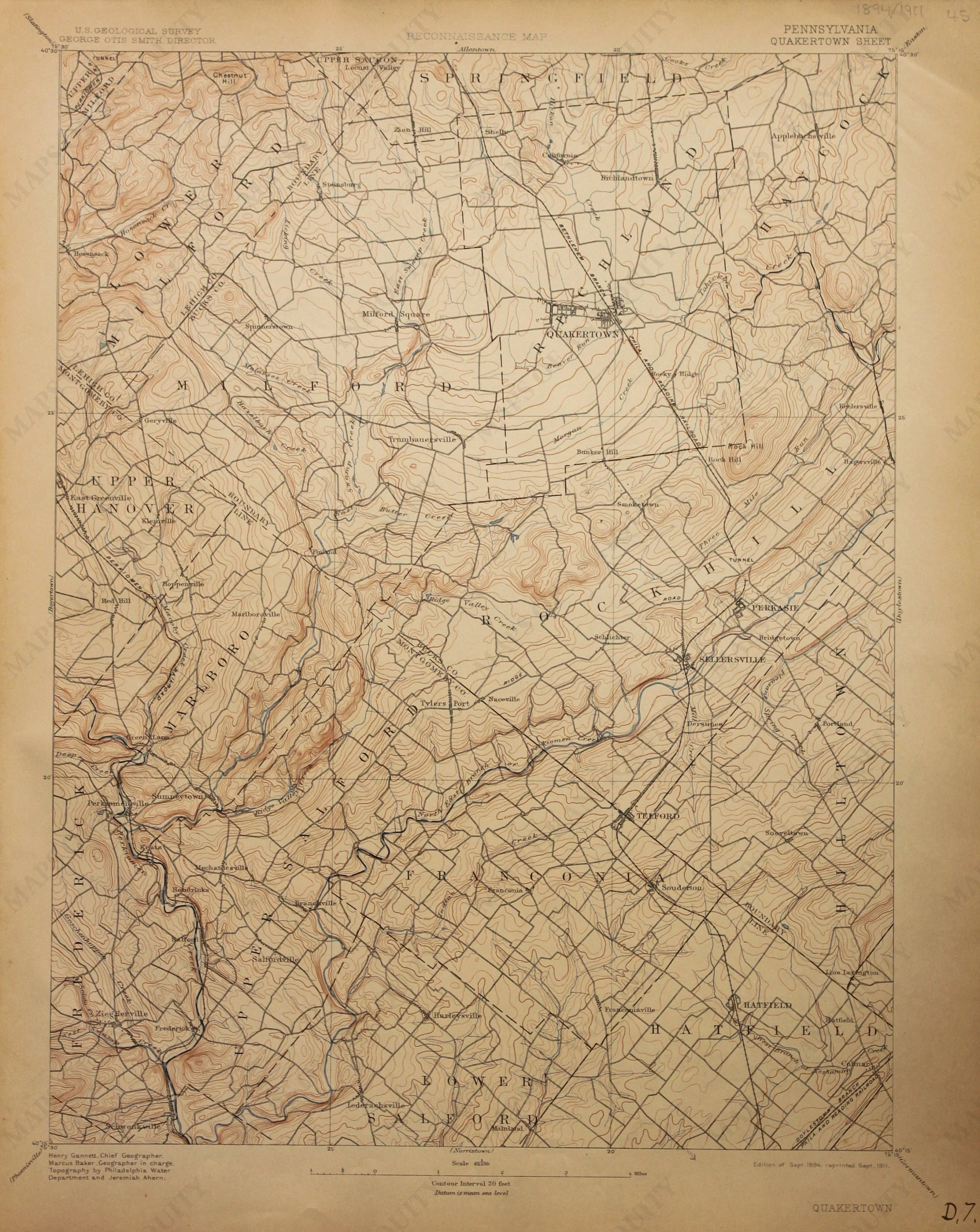 1912 Genuine Antique Map Quakertown (Pennsylvania ) – Maps of Antiquity