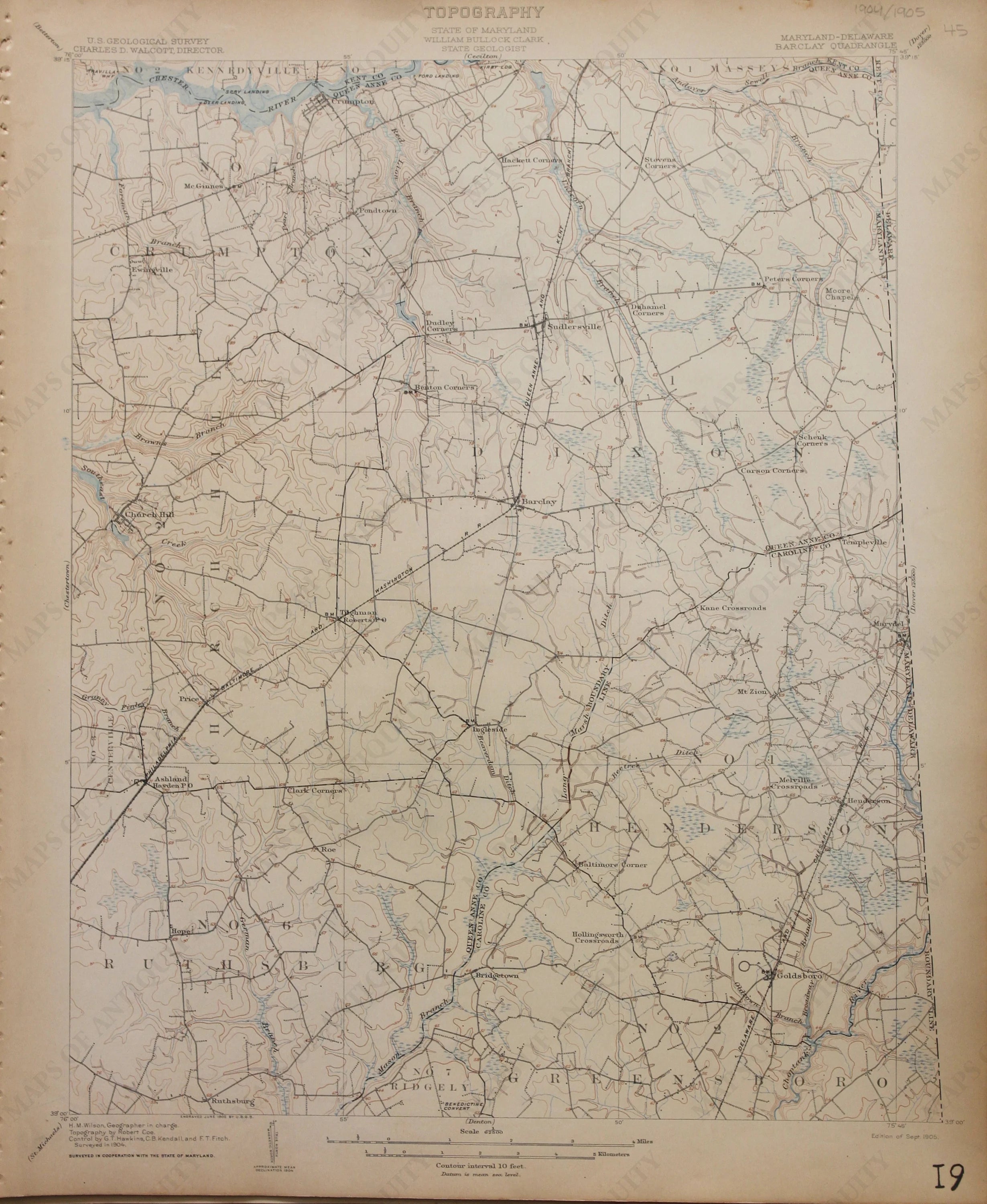 1905 Genuine Antique Map Barclay (Maryland, Delaware) – Maps of Antiquity