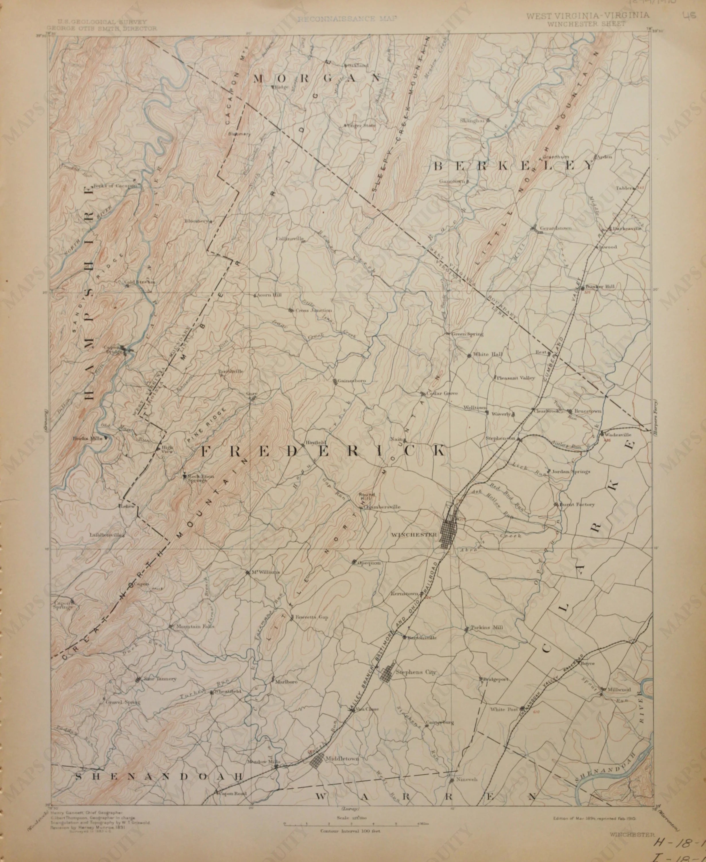 1910 Genuine Antique Map Winchester (West Virginia, Virginia) – Maps of ...