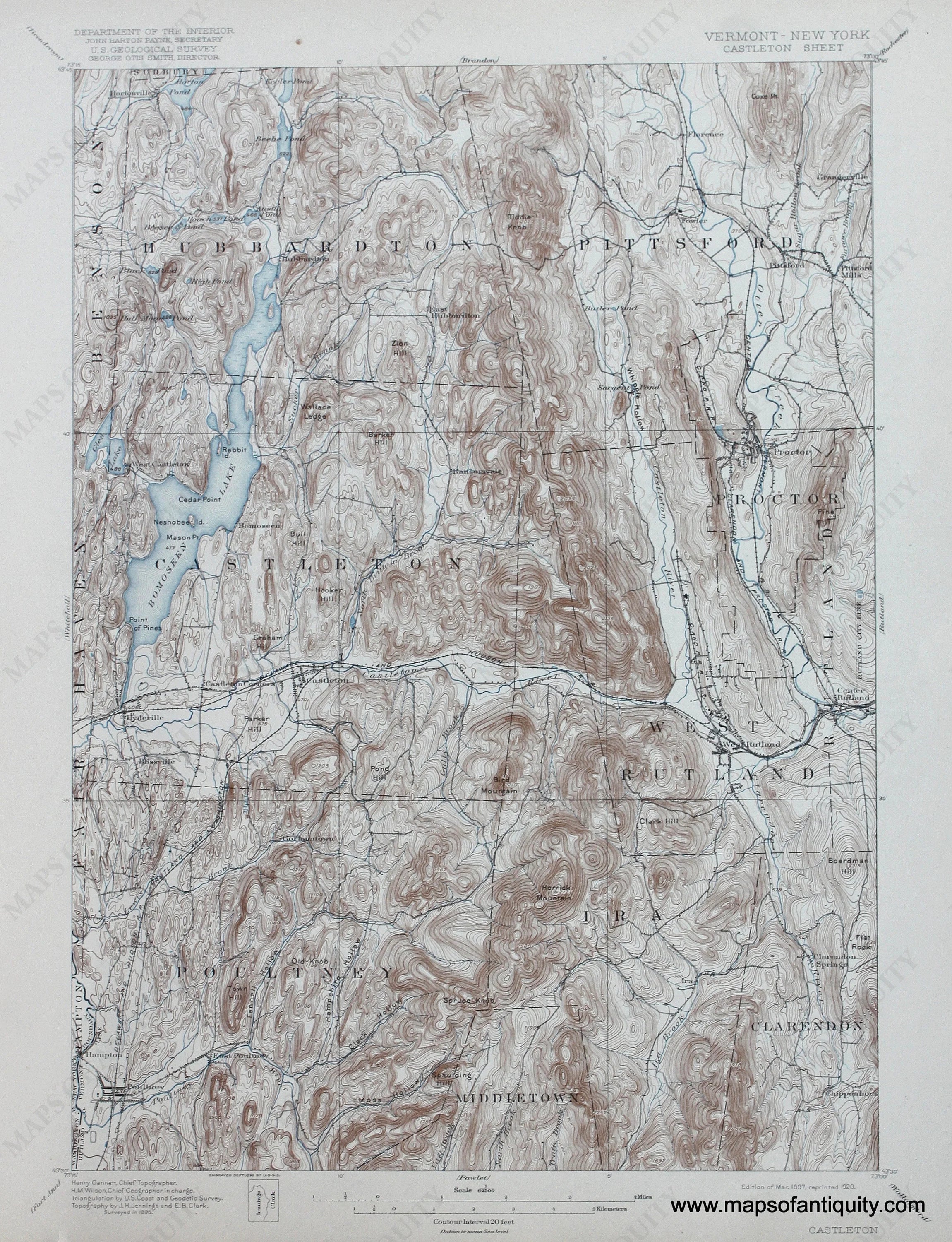 1920 Genuine Antique Map Castleton (Vermont, New York) – Maps of Antiquity