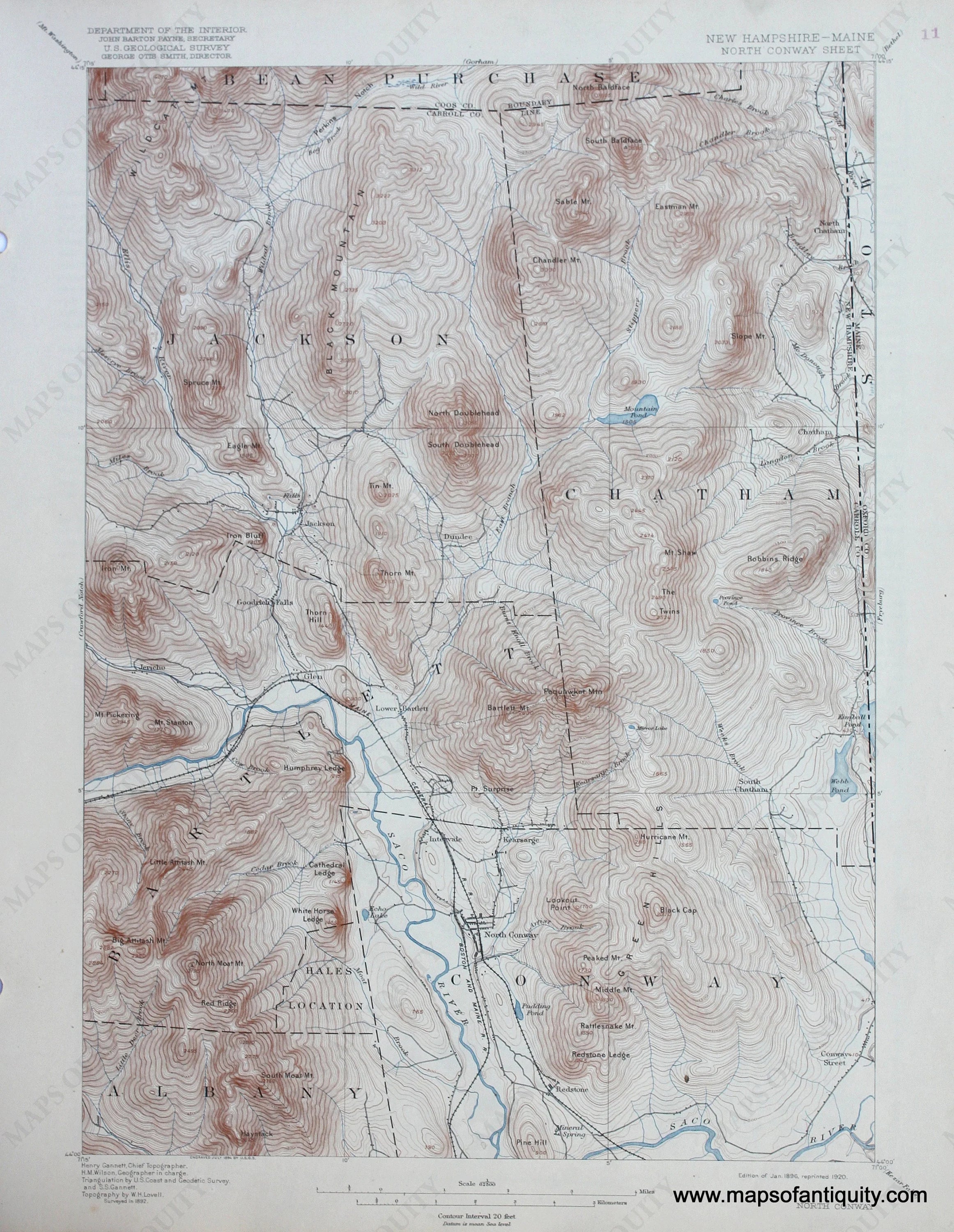 1933 Genuine Antique Map North Conway (New Hampshire, Maine) – Maps of ...