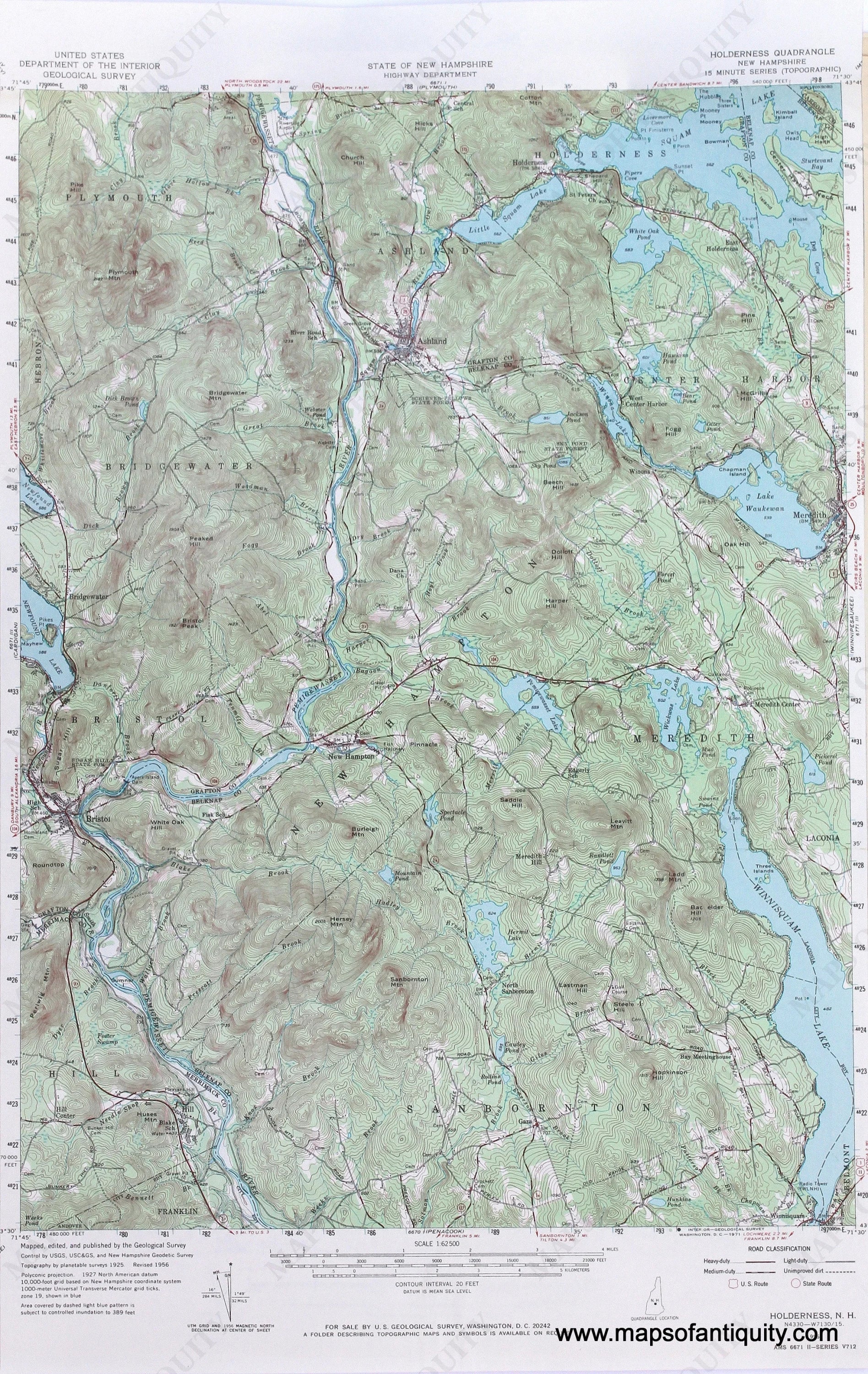 1956 Genuine Antique Map Holderness (New Hampshire) – Maps of Antiquity