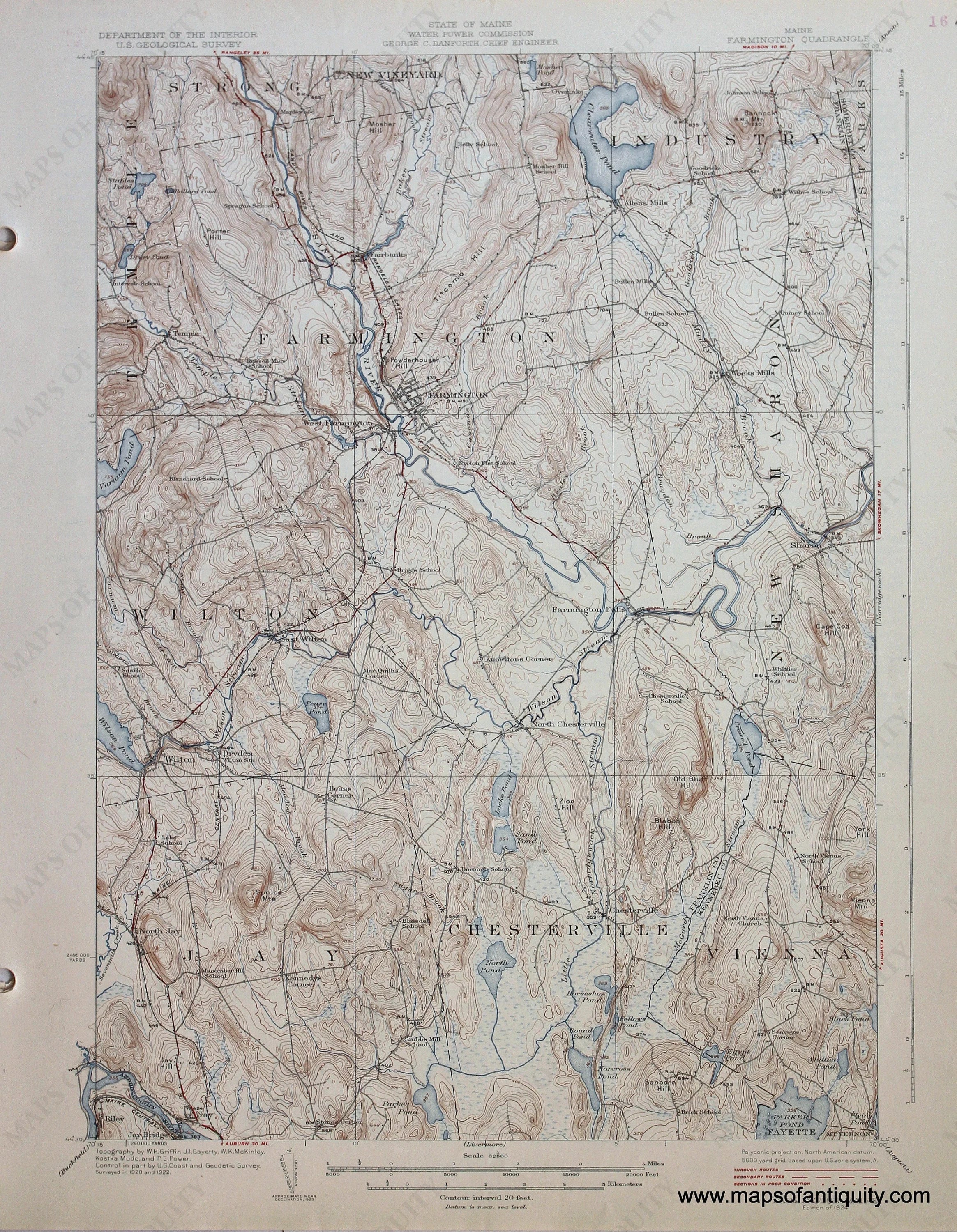 1924 Genuine Antique Map Farmington (Maine) – Maps of Antiquity