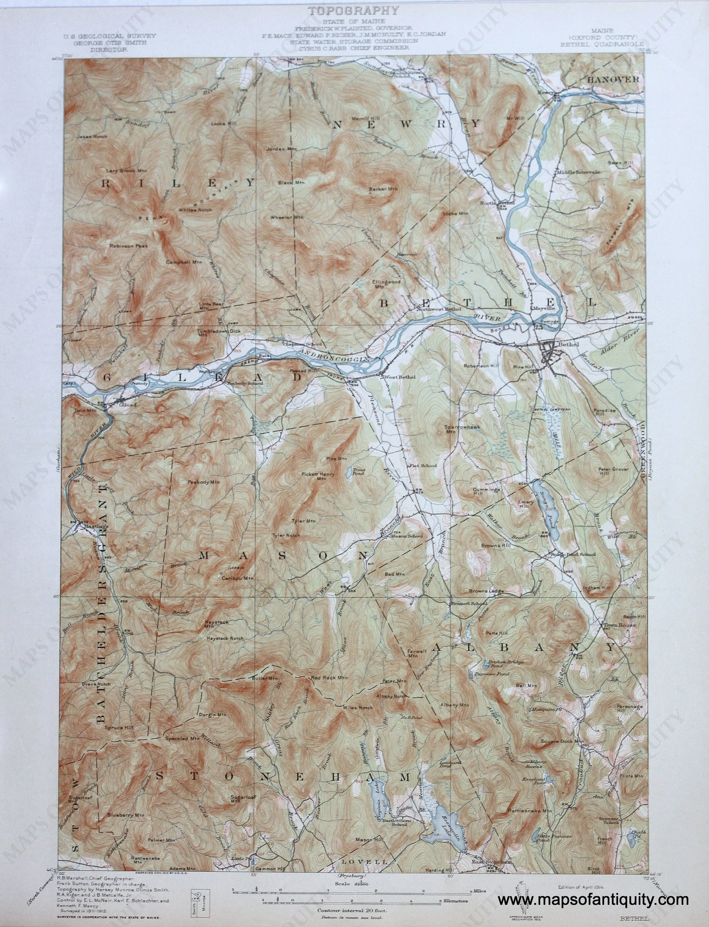 1914 Genuine Antique Map Bethel (Maine) – Maps of Antiquity
