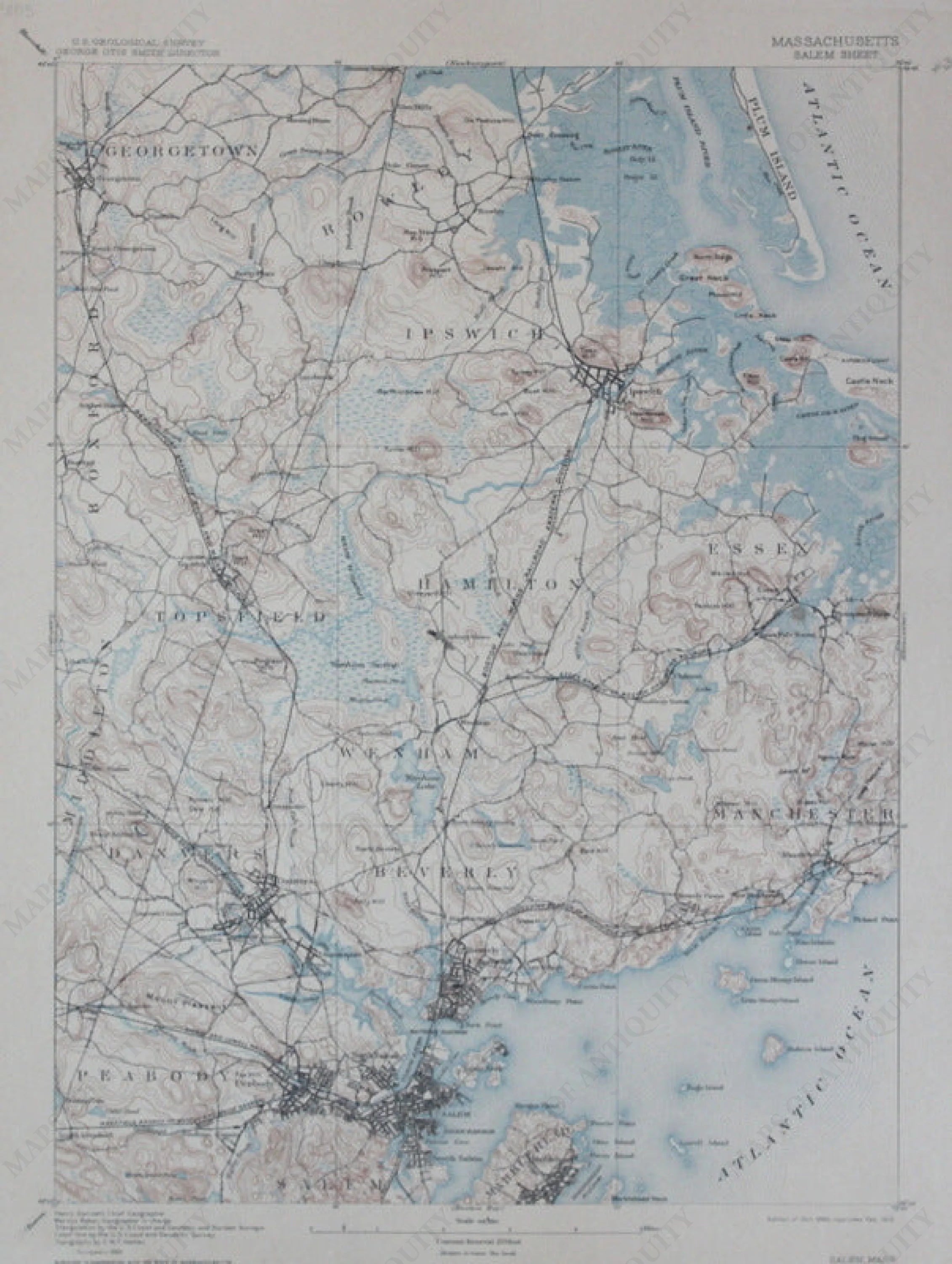 1912 Genuine Antique Topographic Map Salem (Massachusetts) – Maps of ...