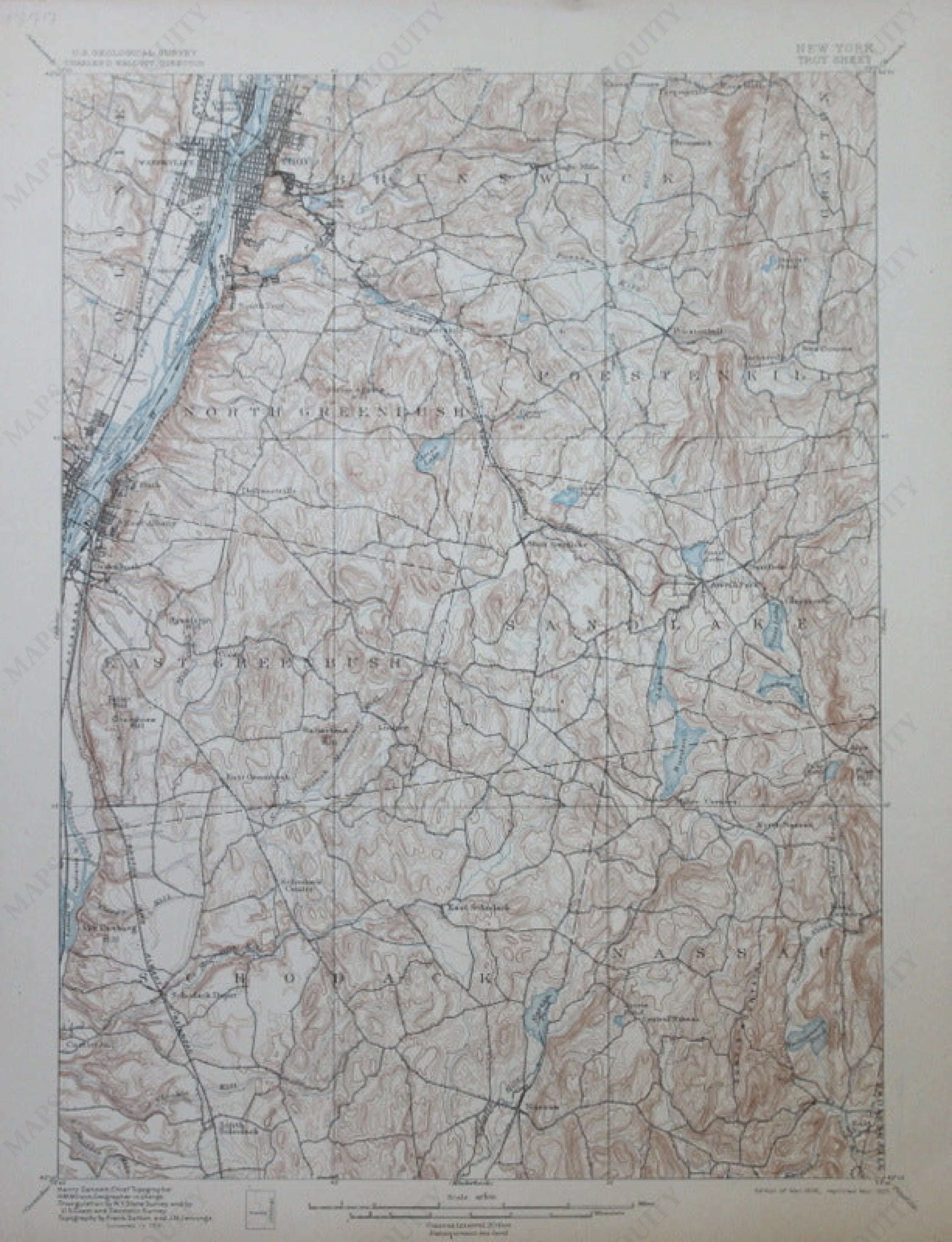1907 Genuine Antique Topographic Map Troy (New York) – Maps of Antiquity