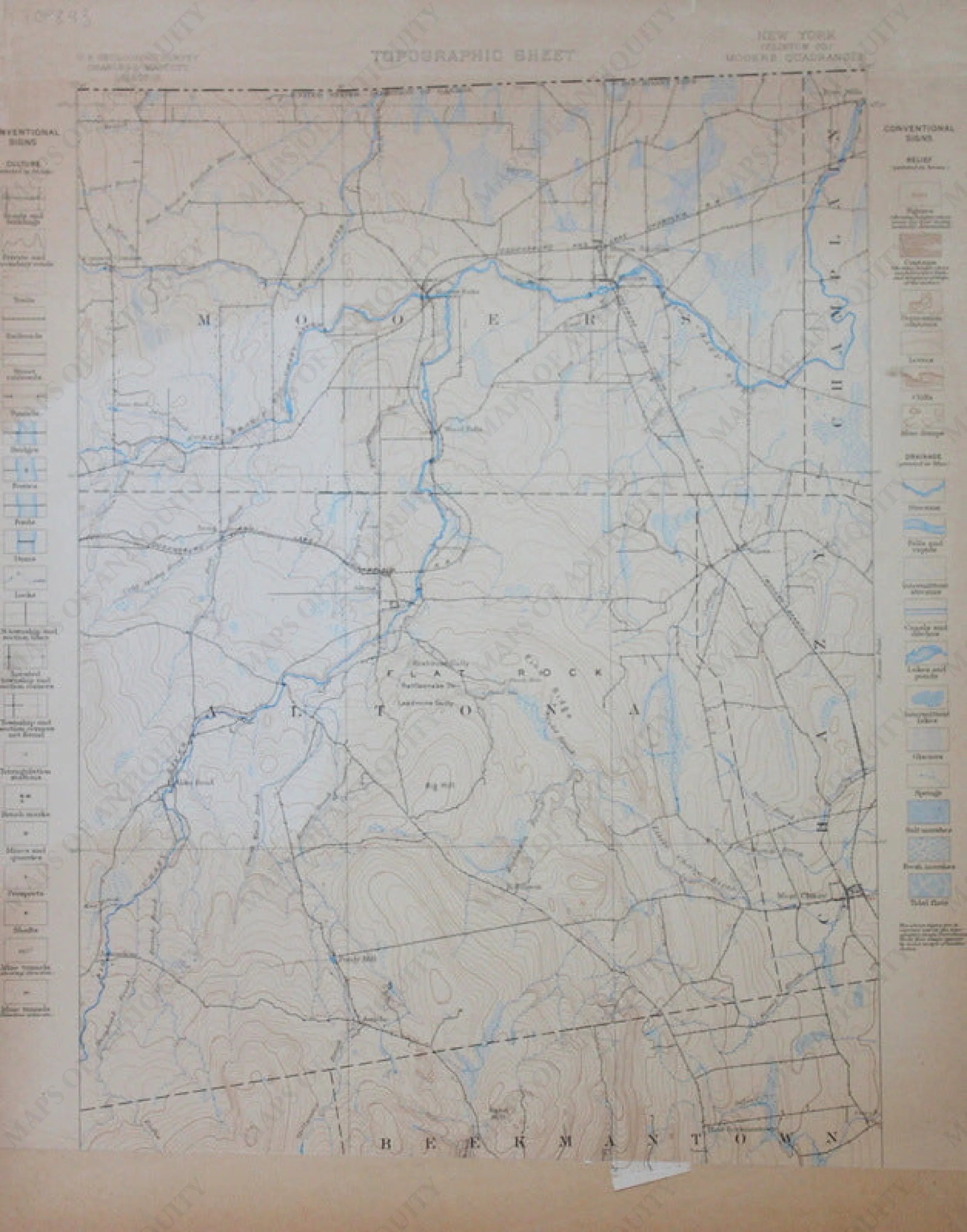 1899 Genuine Antique Topographic Map Mooers (New York – Maps of Antiquity