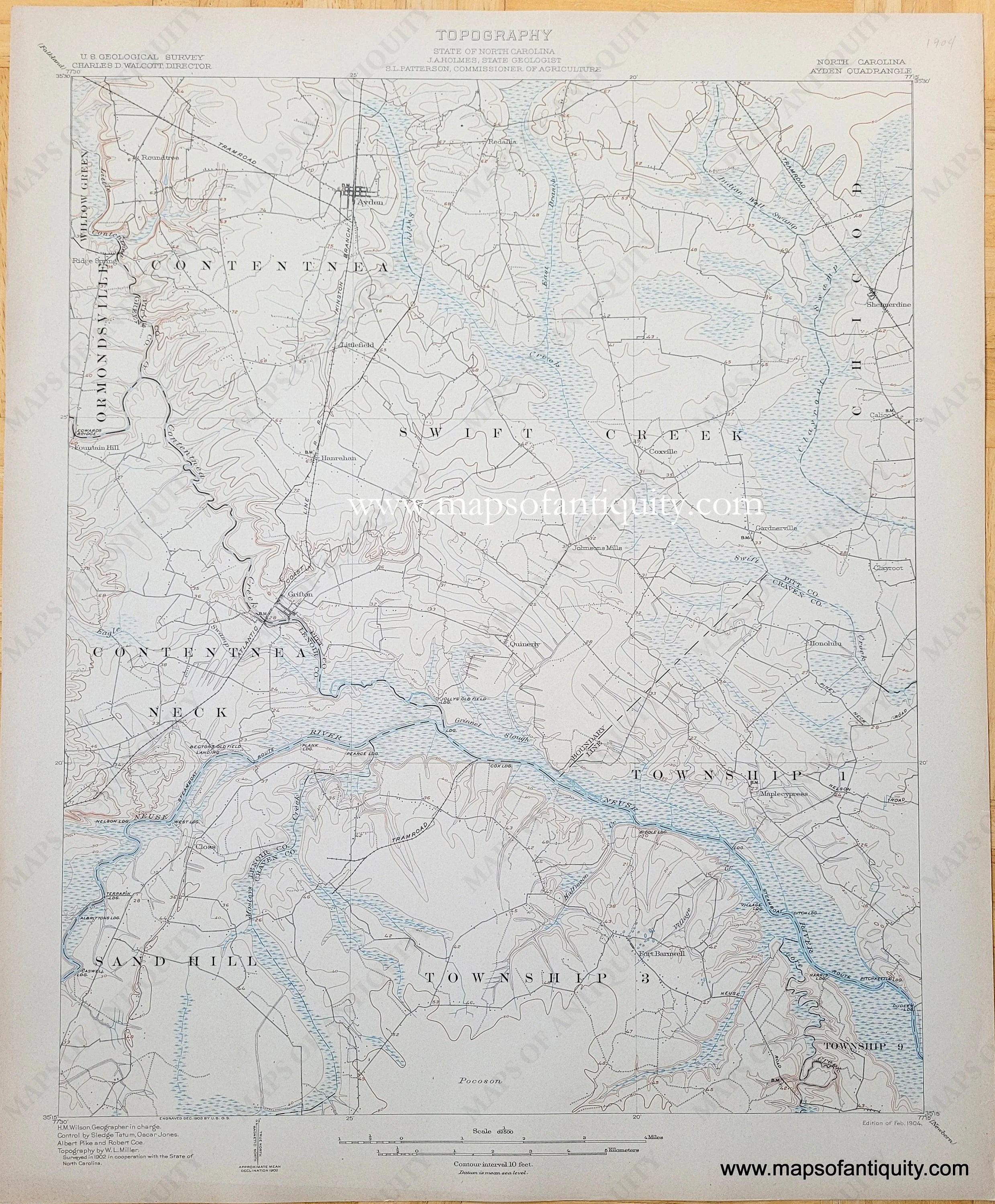 1904 - North Carolina Ayden Quadrangle - Antique Map – Maps of Antiquity