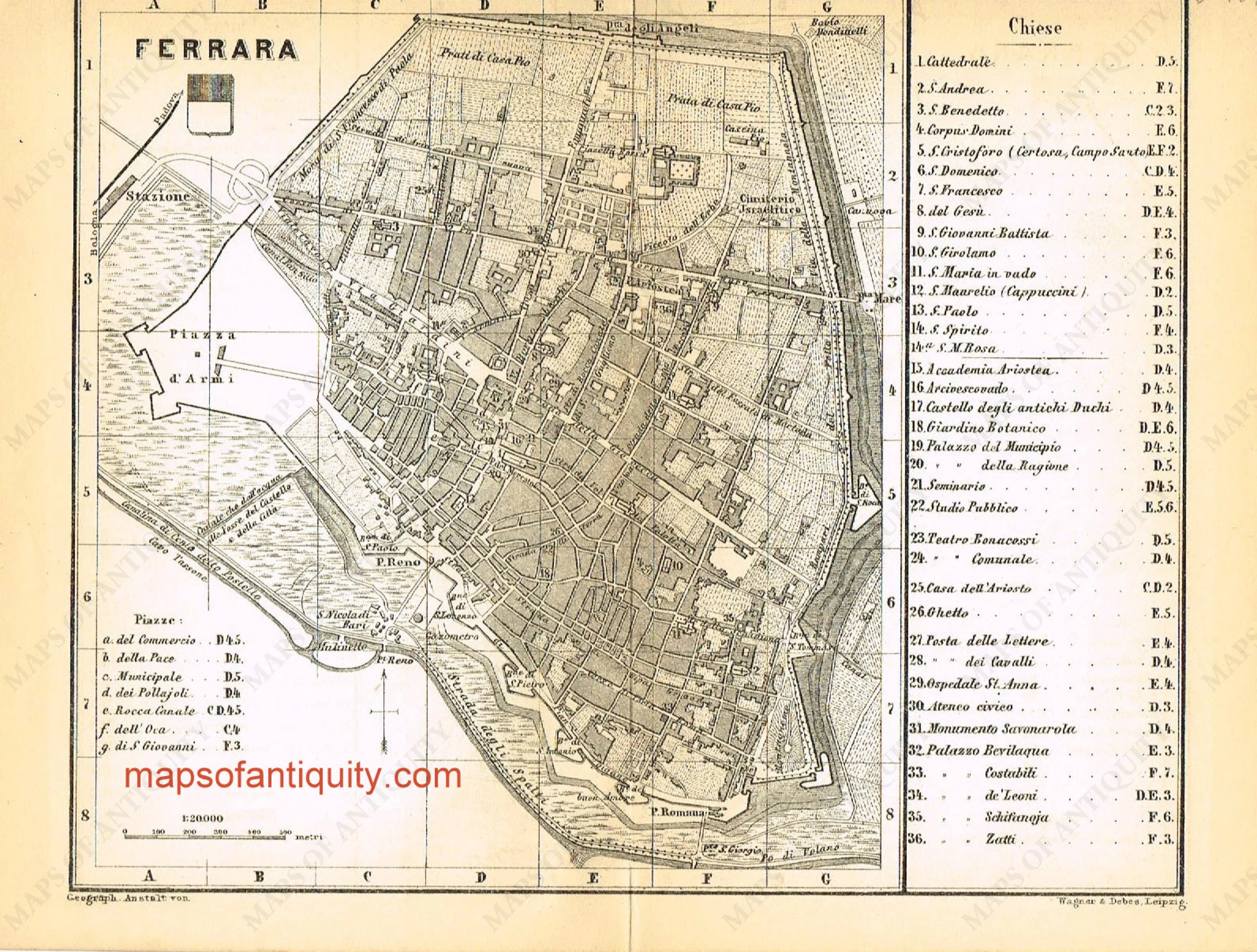 1886 - Ferrara - Antique Map – Maps of Antiquity