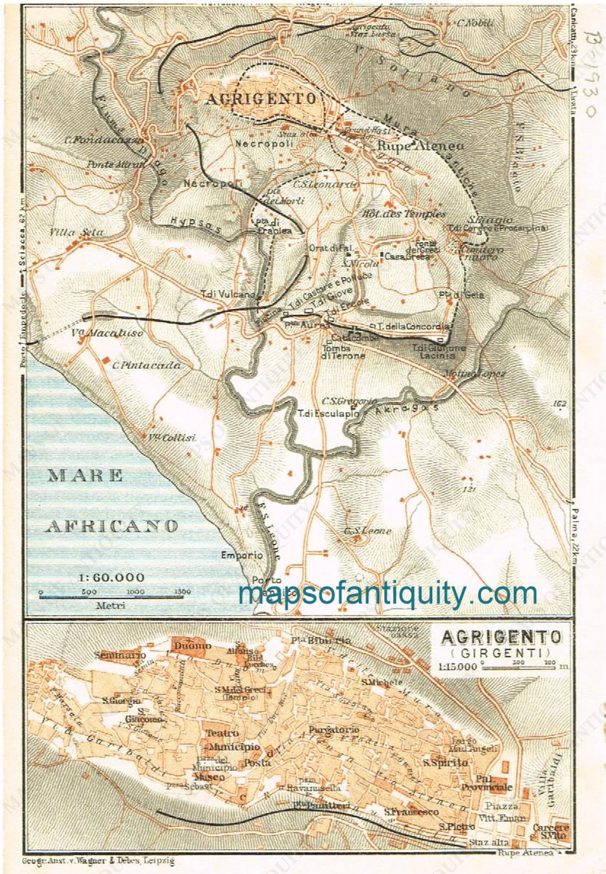 1886 - Agrigento - Antique Map – Maps of Antiquity