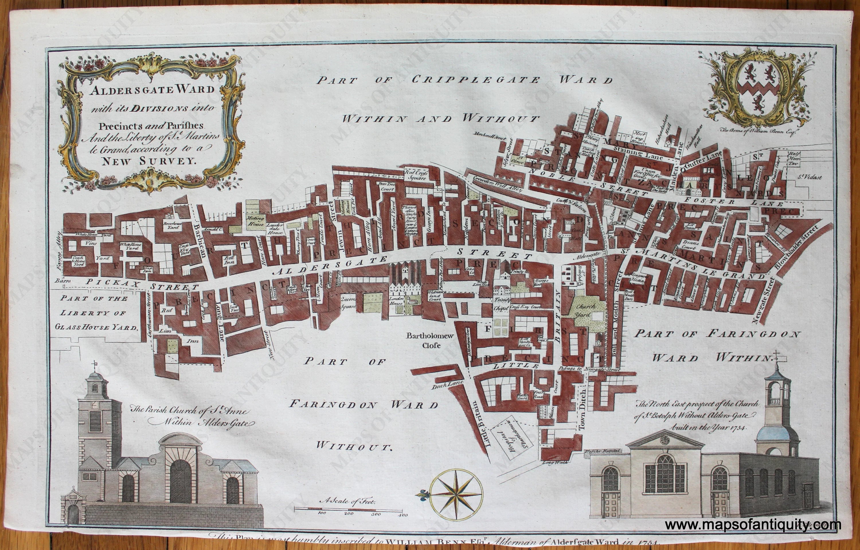 1756 - Aldersgate Ward with its Division into Precincts and Parishes A ...