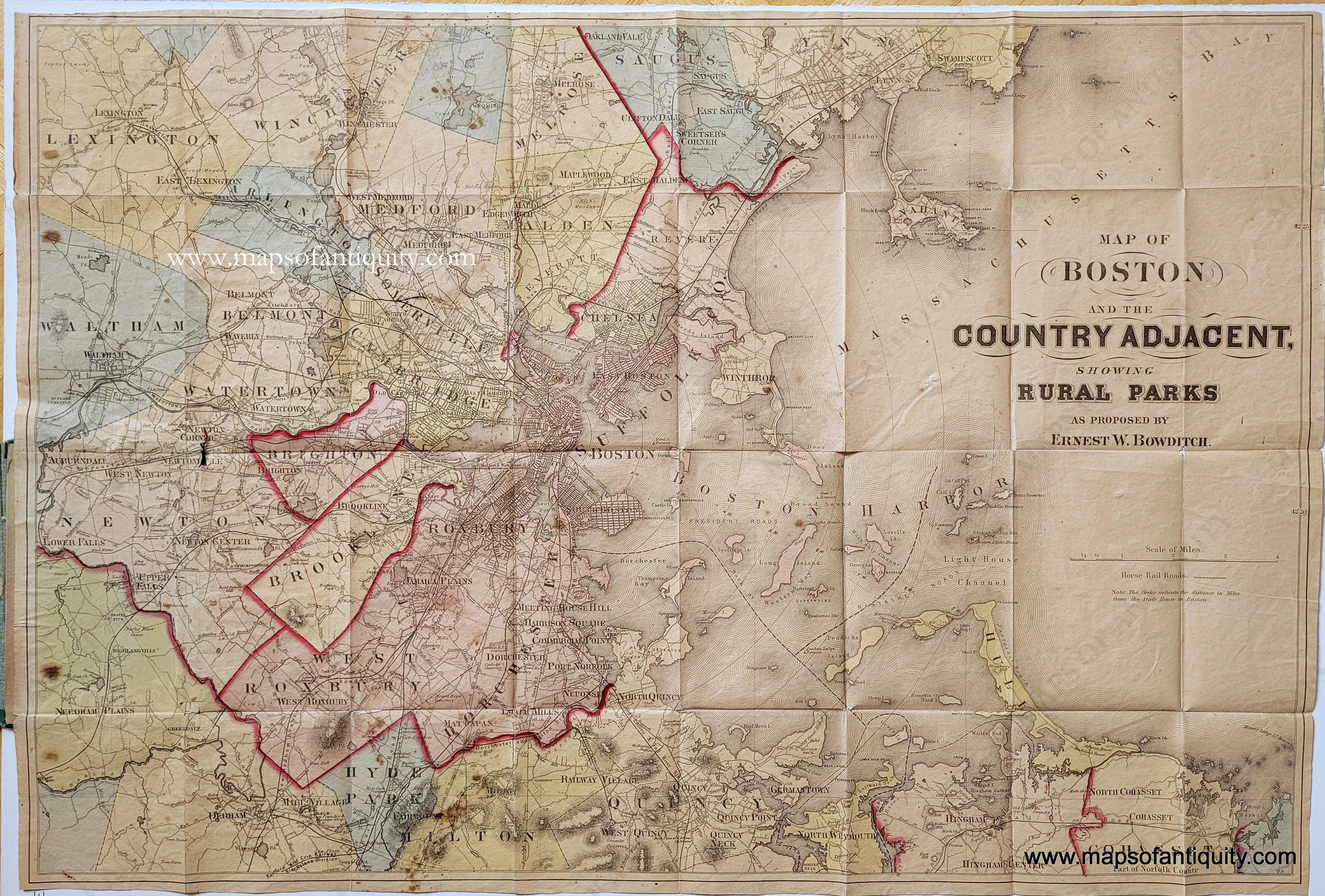 1875 - Map of Boston and the Country Adjacent, showing Rural Parks as ...