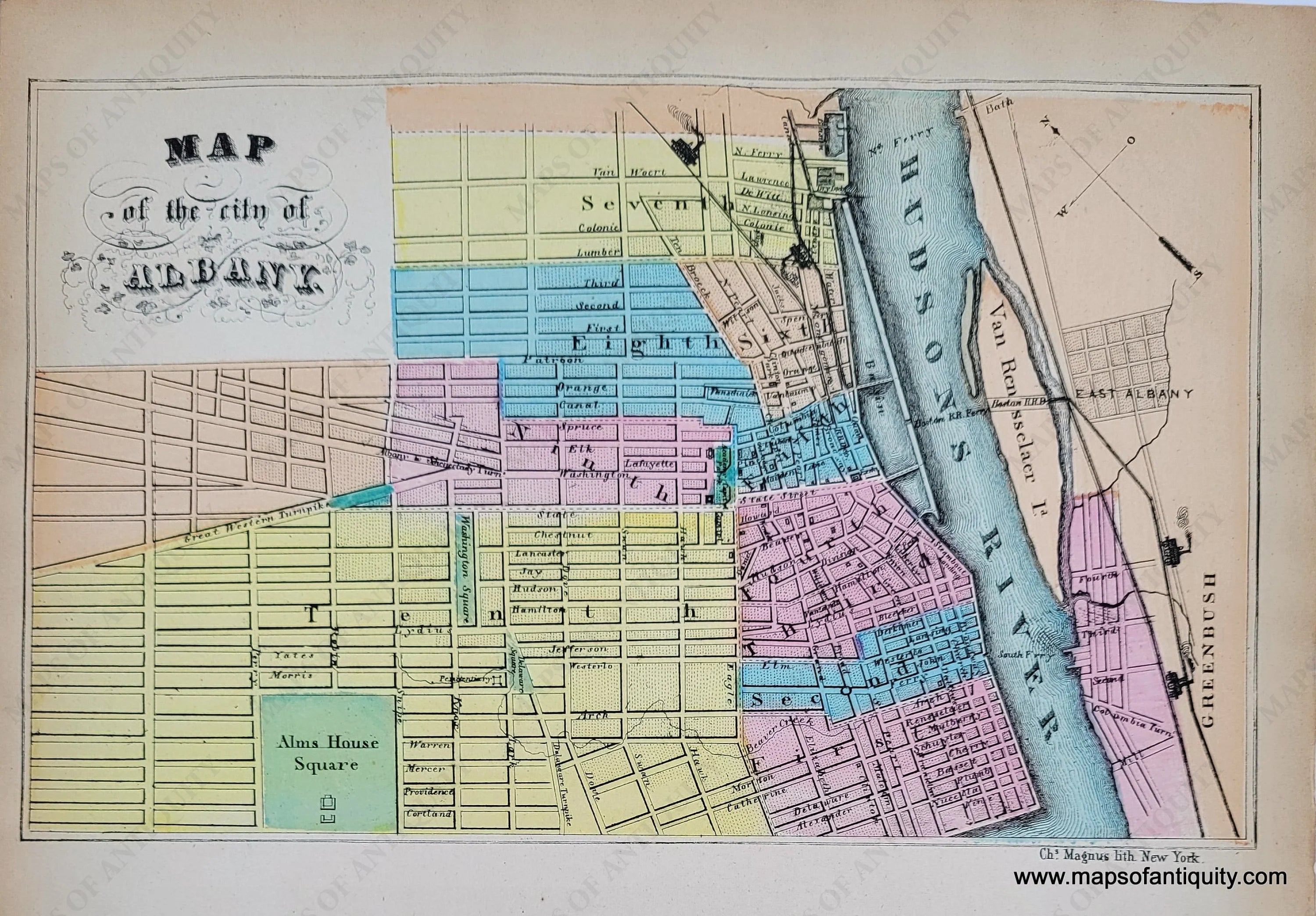 c. 1860 - Map of the city of Albany - Antique Map – Maps of Antiquity