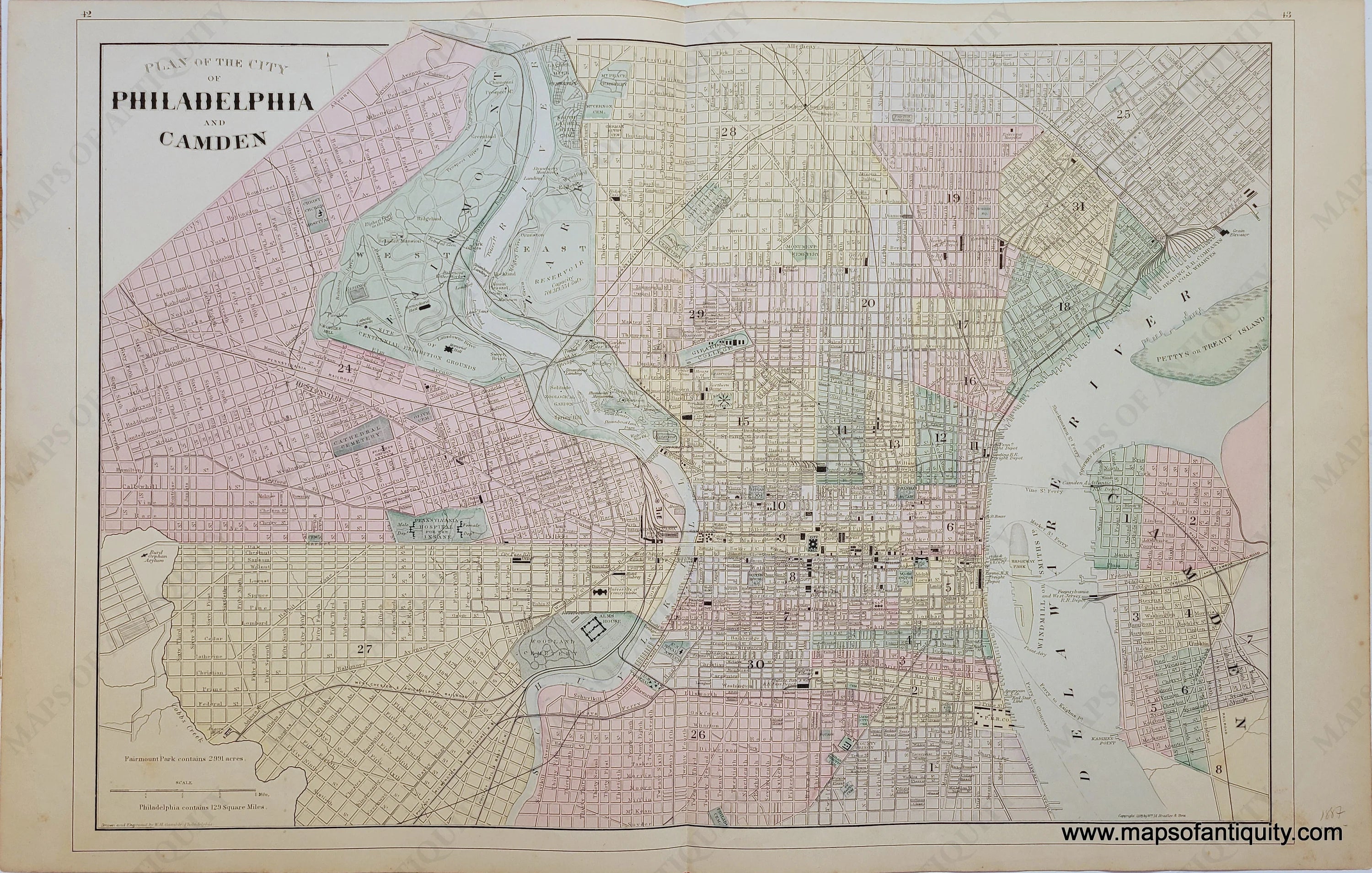 1887 - Plan of the City of Philadelphia and Camden - Antique Map – Maps ...