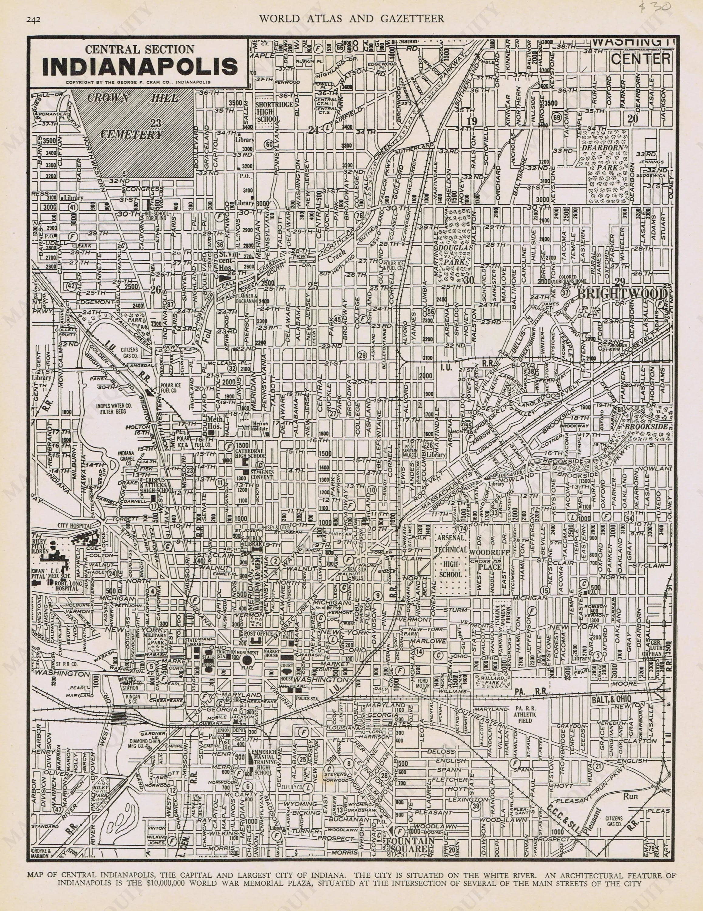 1940 Genuine Antique Map Central Section, Indianapolis (Indiana) – Maps ...