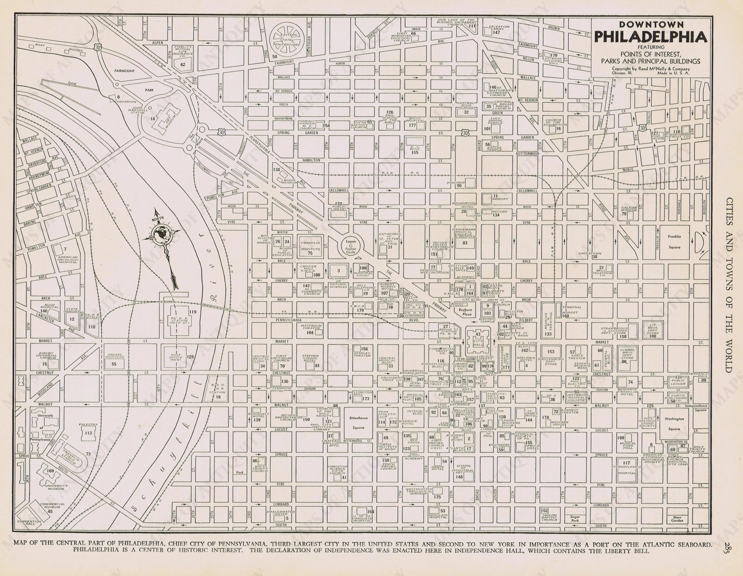 1940 Genuine Antique Map Downtown Philadelphia (Pennsylvania) – Maps of ...