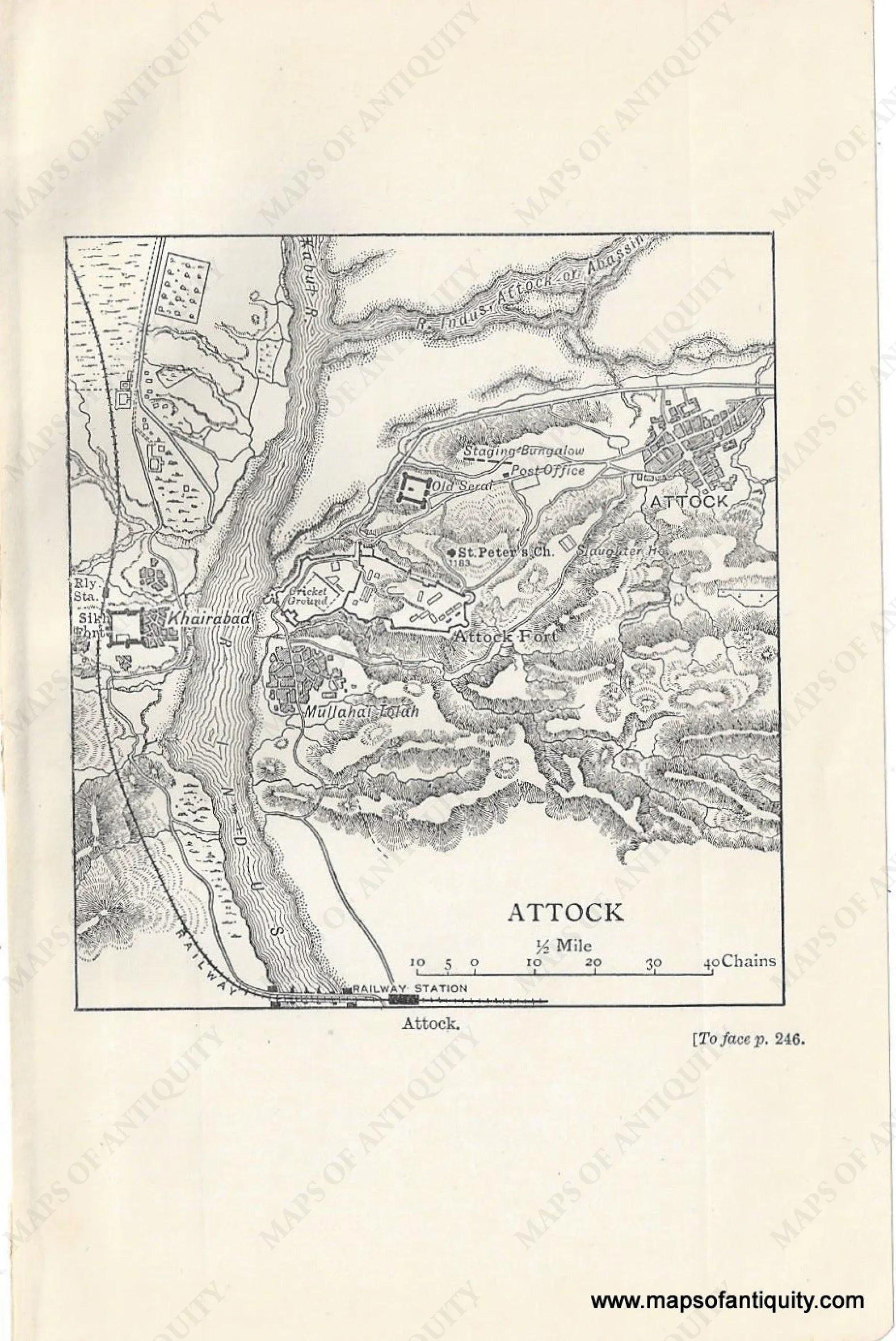 1910 Genuine Antique Map Attock (Pakistan) – Maps of Antiquity