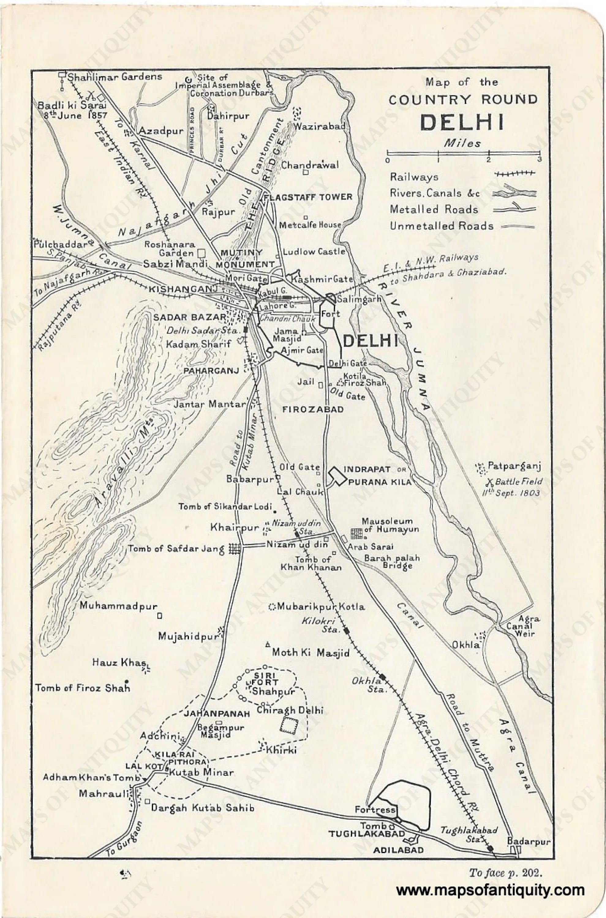 1910 Genuine Antique Map Map of the Country Round Delhi (India) – Maps ...