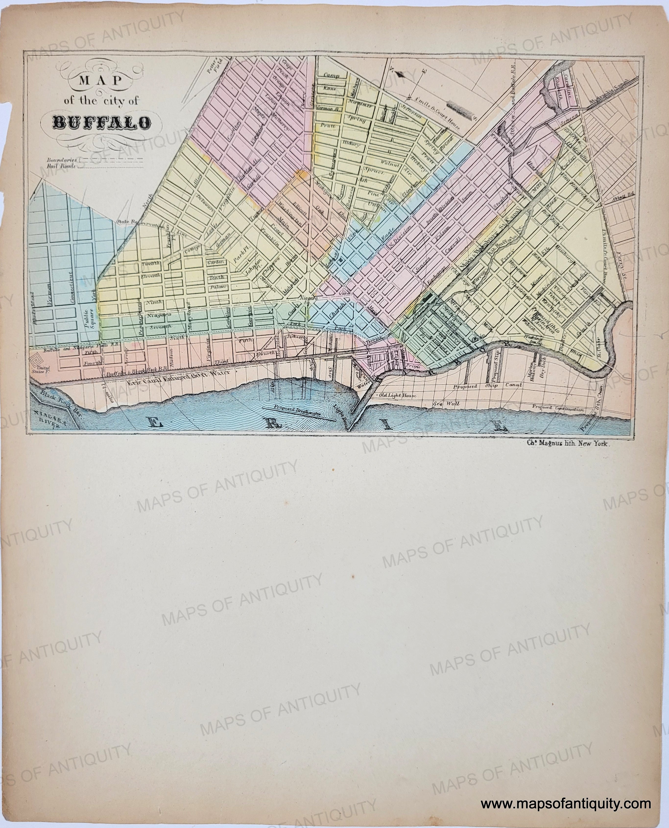 1860 - Map of the city of Buffalo - Antique Map – Maps of Antiquity