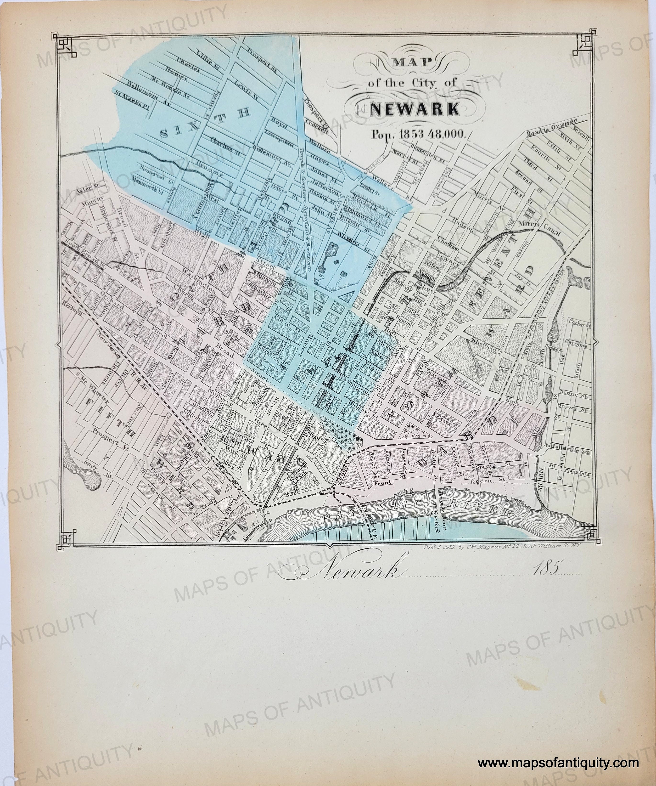 1855 - Map of the city of Newark - Antique Map – Maps of Antiquity