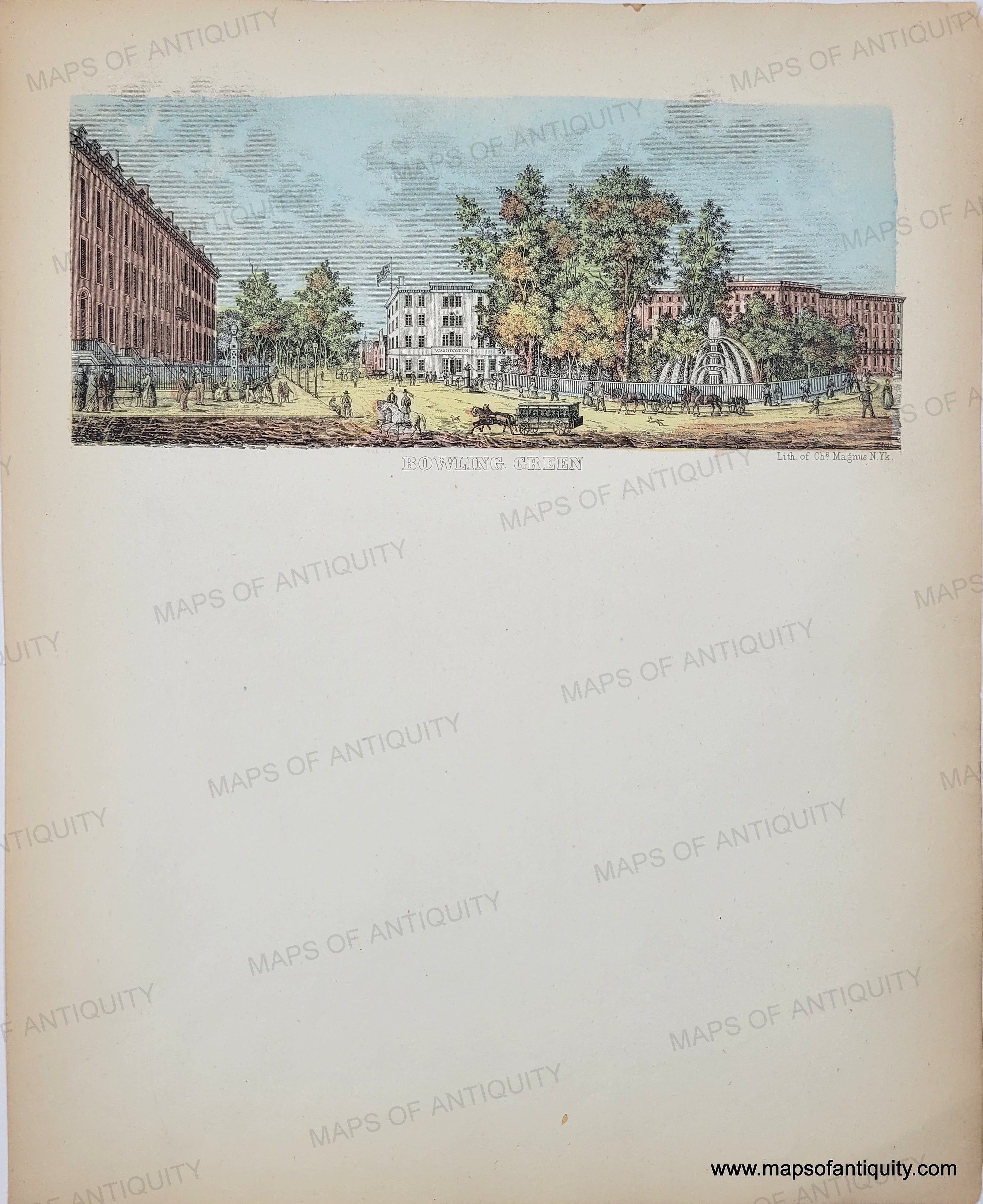 1860 - Bowling Green - Genuine Antique Print – Maps of Antiquity