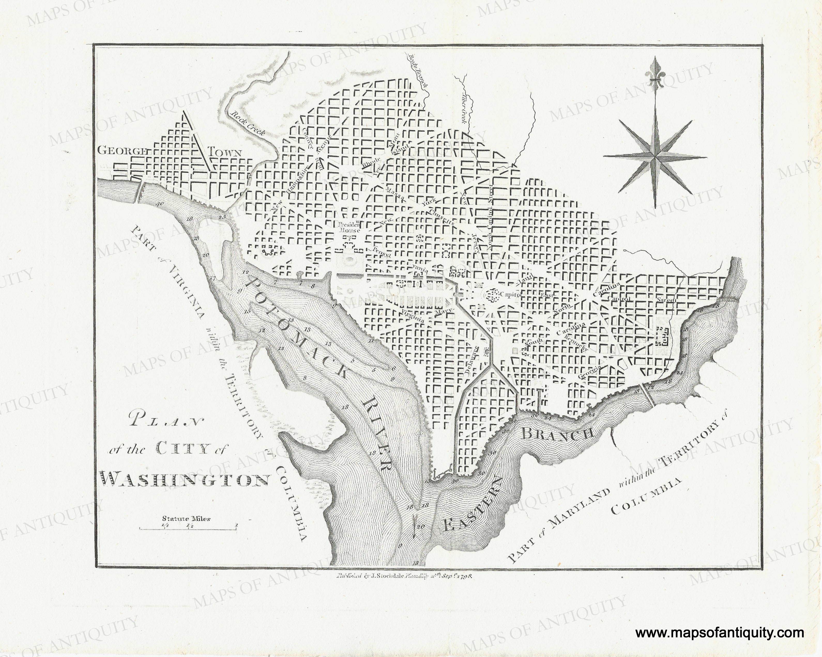 1798 - Plan of the City of Washington - Antique Map – Maps of Antiquity