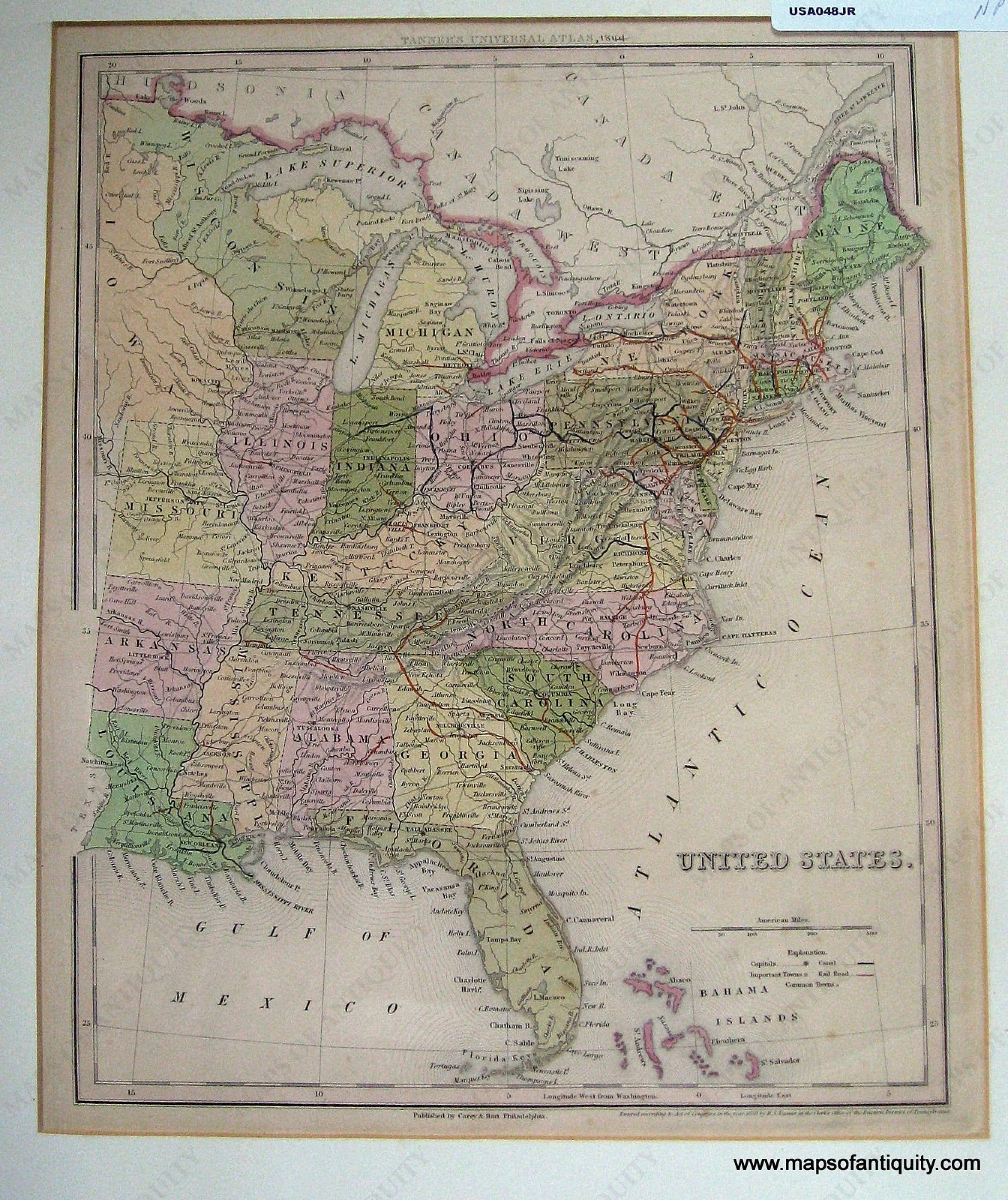 1844 - United States. - Antique Map – Maps of Antiquity