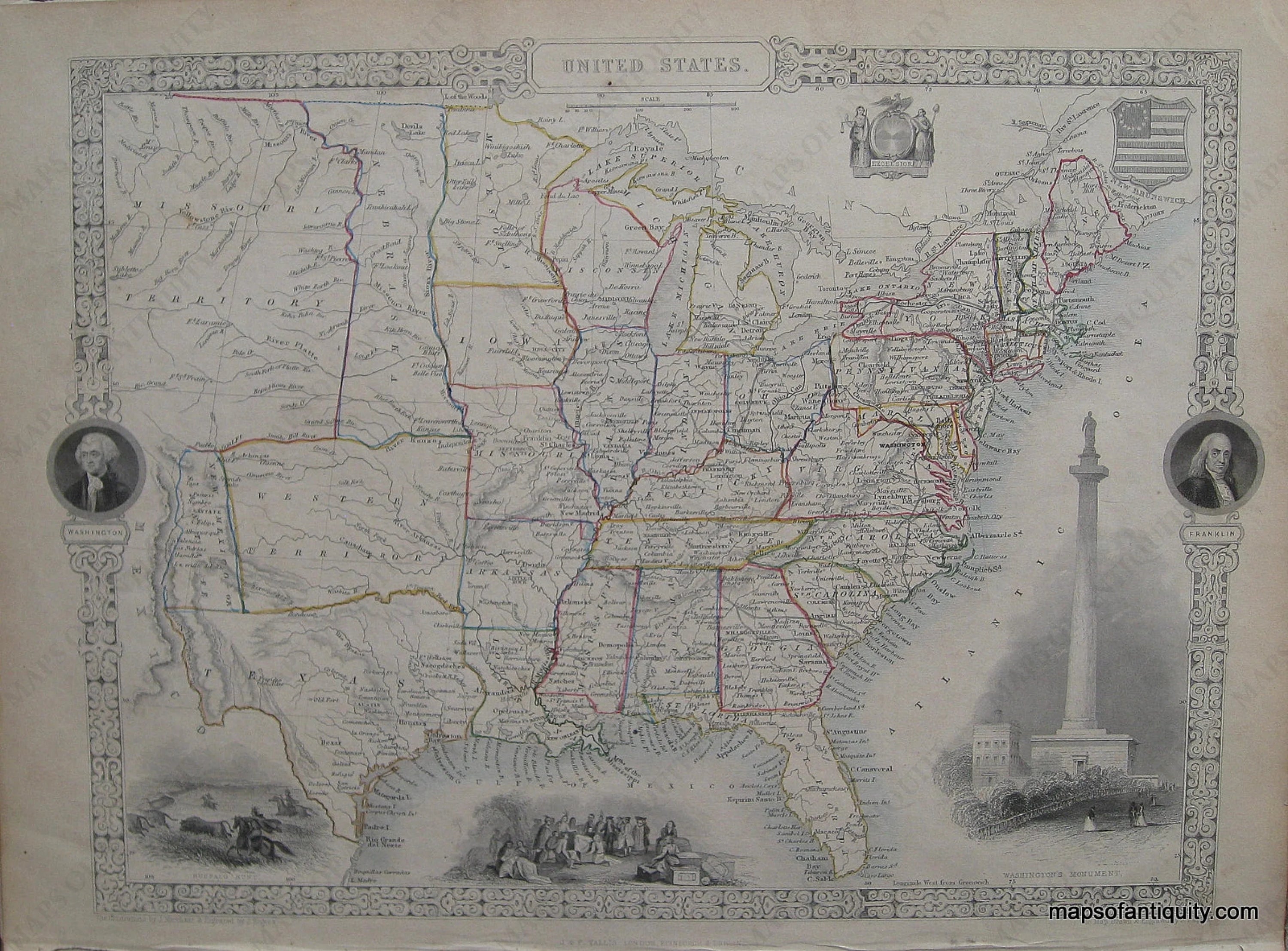 1848 - United States. - Antique Map – Maps of Antiquity