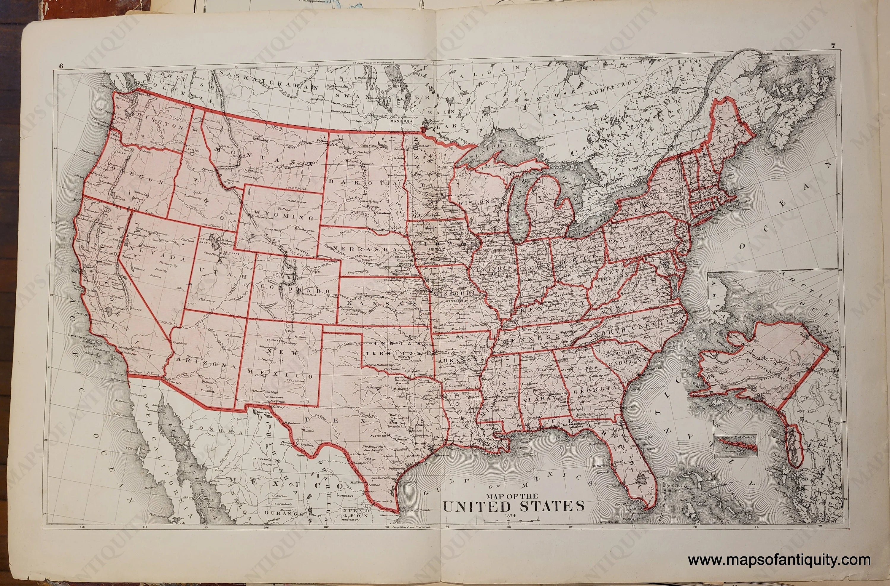 1875 - Map of the United States - Antique Map – Maps of Antiquity