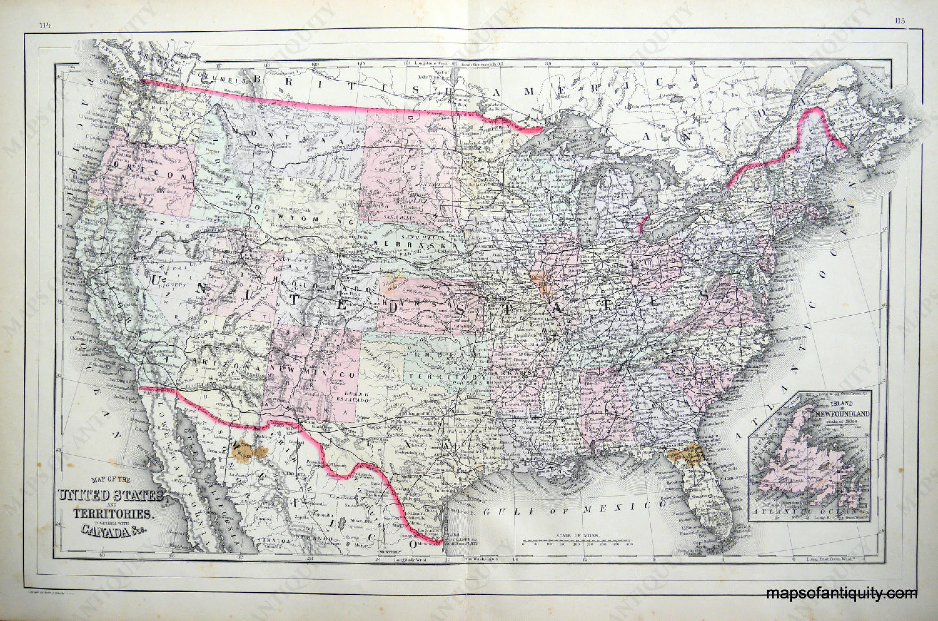 1890 - Map of the United States and Territories. - Antique Map – Maps ...
