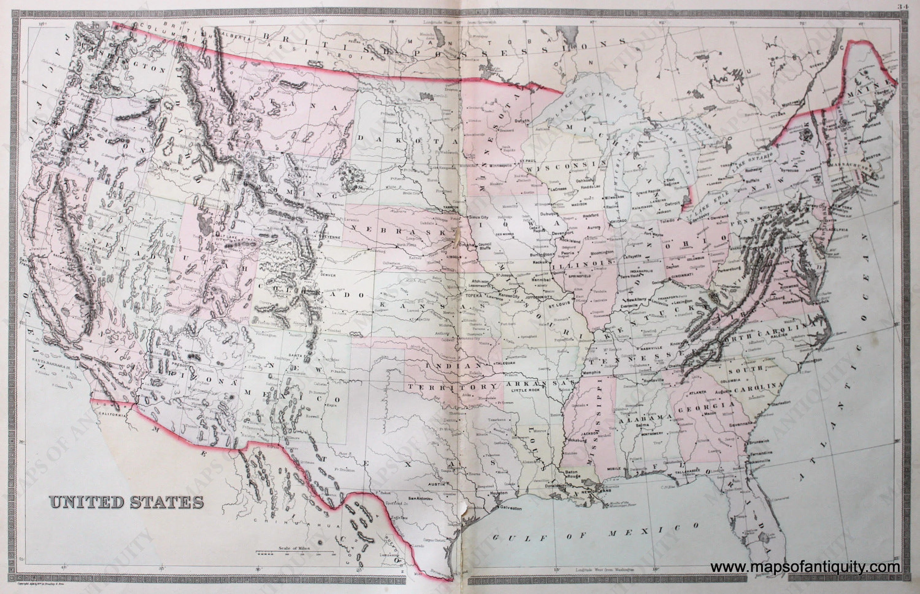 1887 - United States - Antique Map – Maps of Antiquity