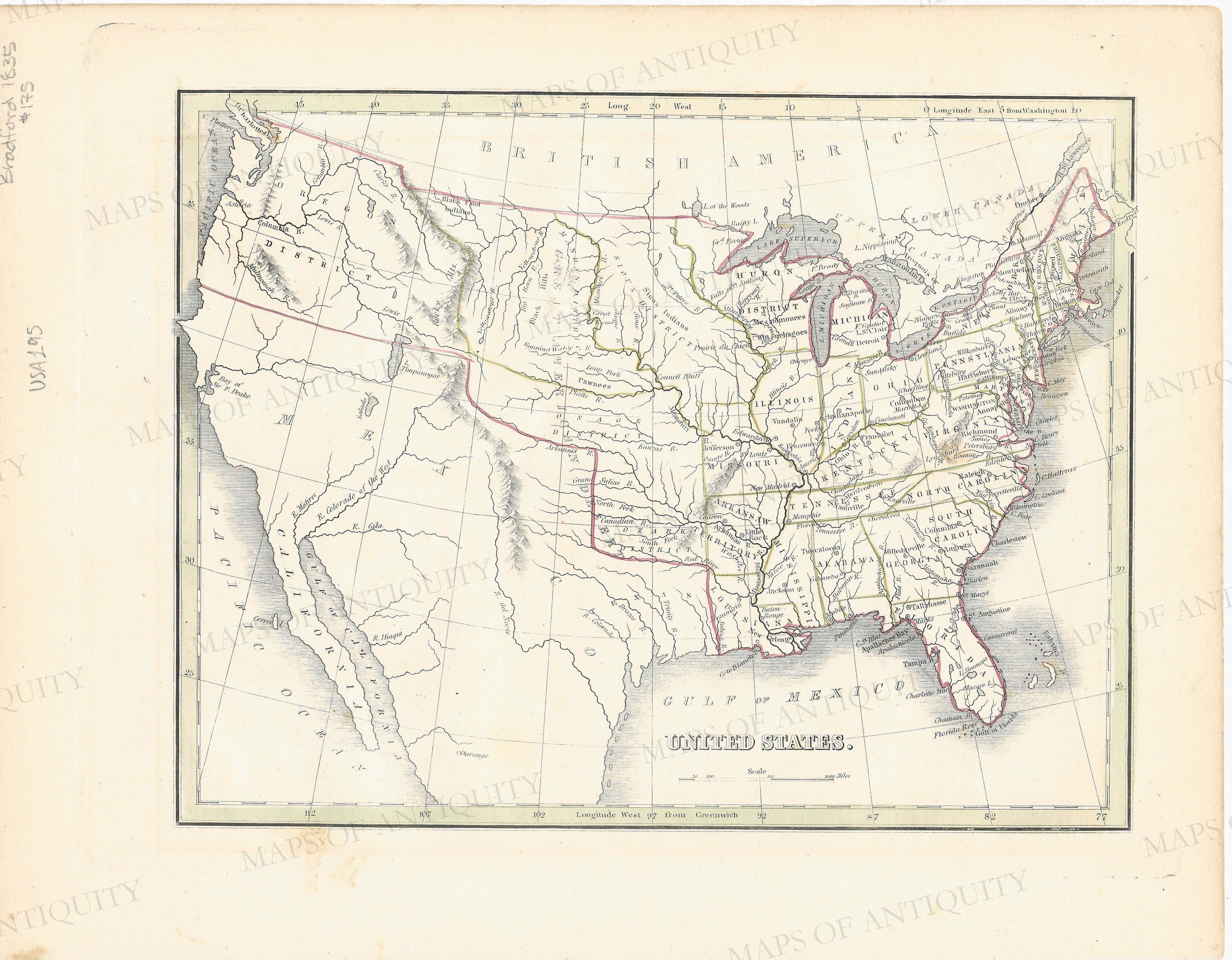 1835 - United States - Antique Map – Maps of Antiquity