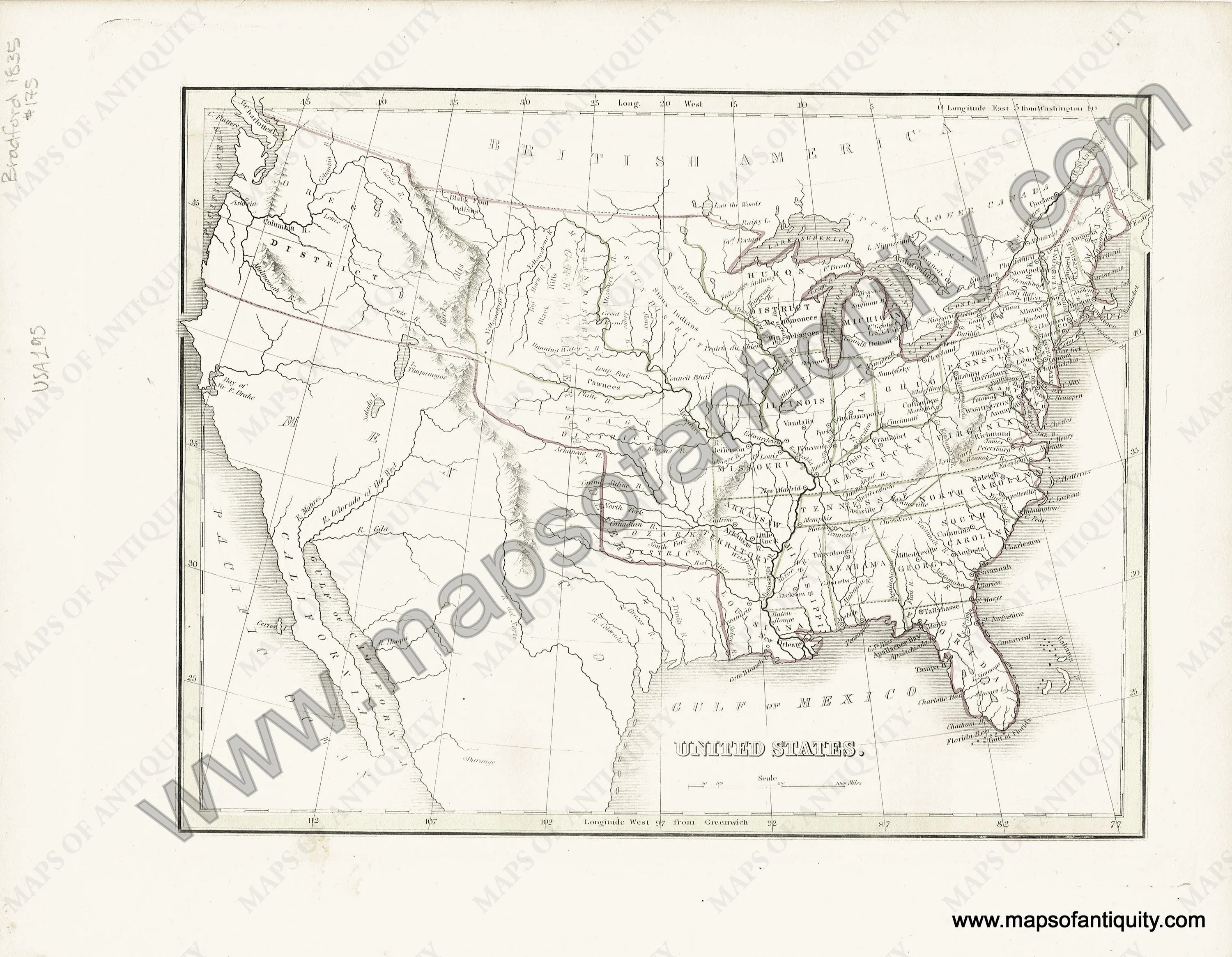 1835 - United States - Antique Map – Maps of Antiquity