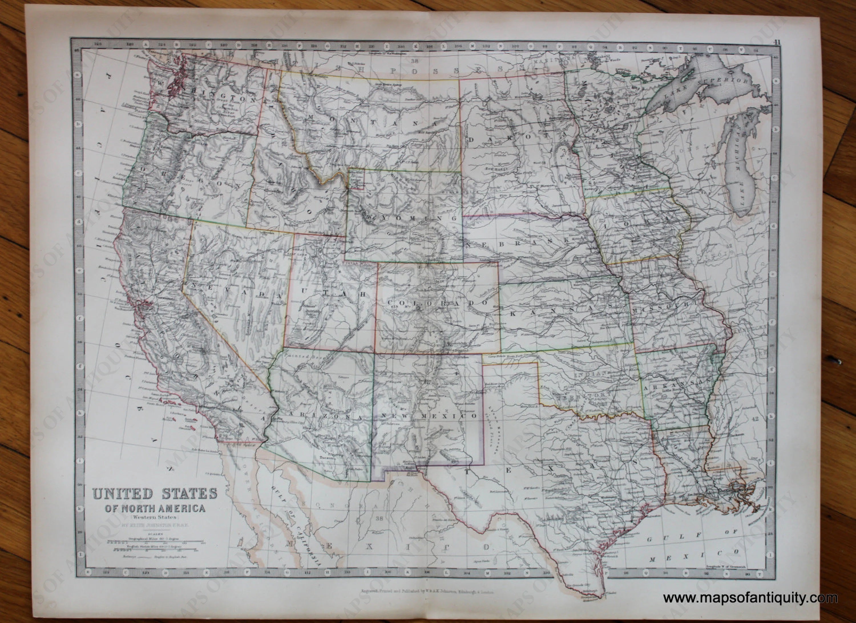 1881 - United States of North America (Western States) - Antique Map ...